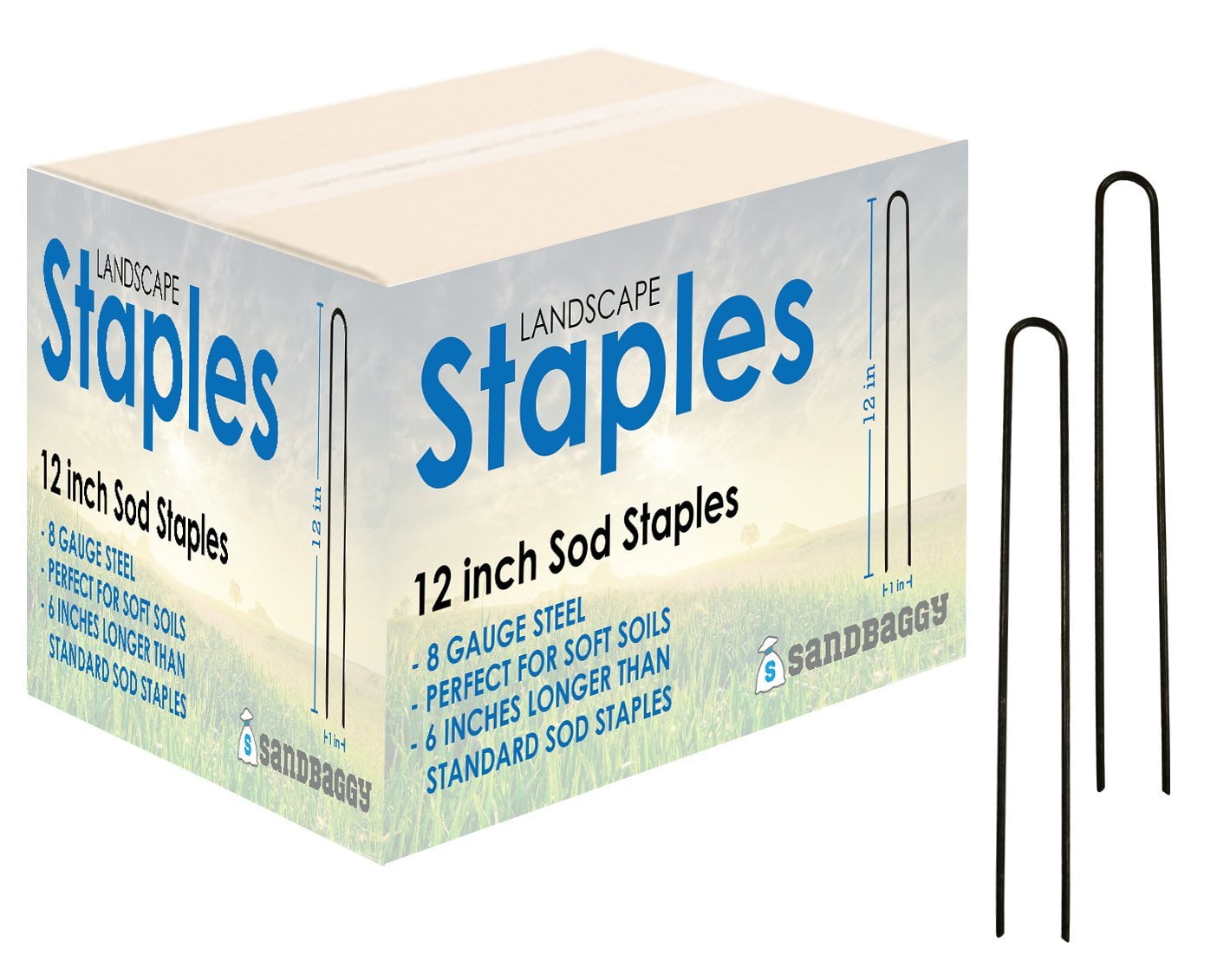 Sandbaggy 12-inch 8-gauge Round Top Landscape Staples~SOD Staples ...