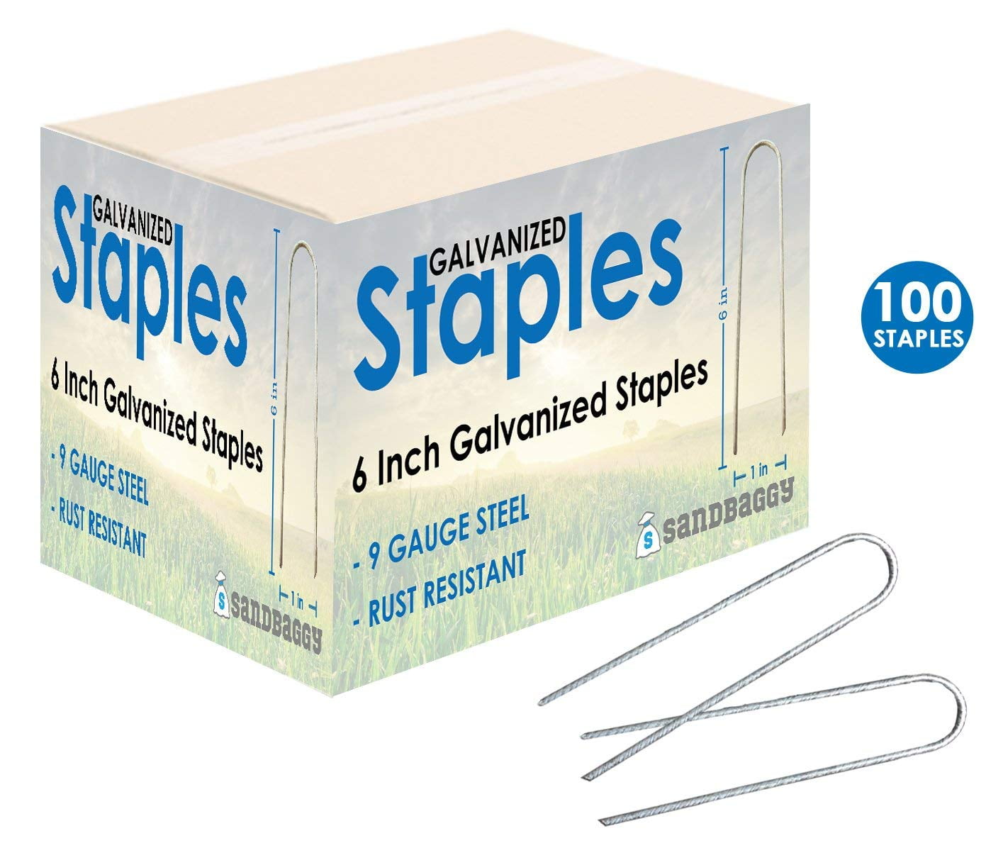 Sandbaggy 6" Galvanized Landscape Staples - Heavy Duty Garden Stakes ...