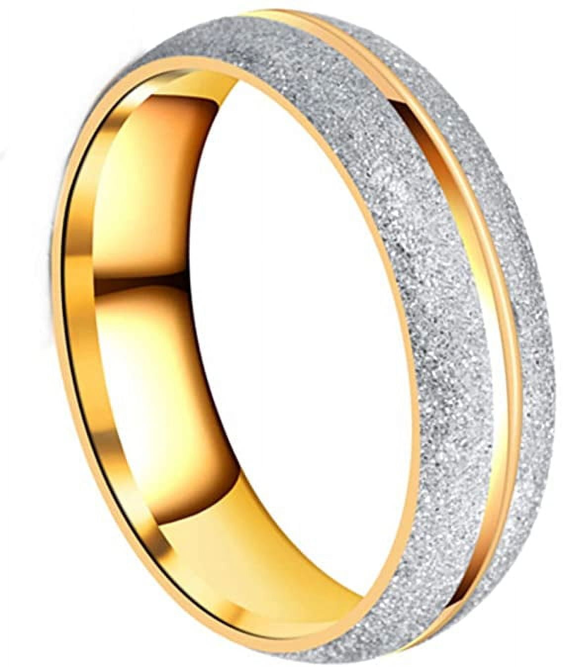 Sandblasting Stainless Steel Dome Ring for Men Women Silver Gold ...