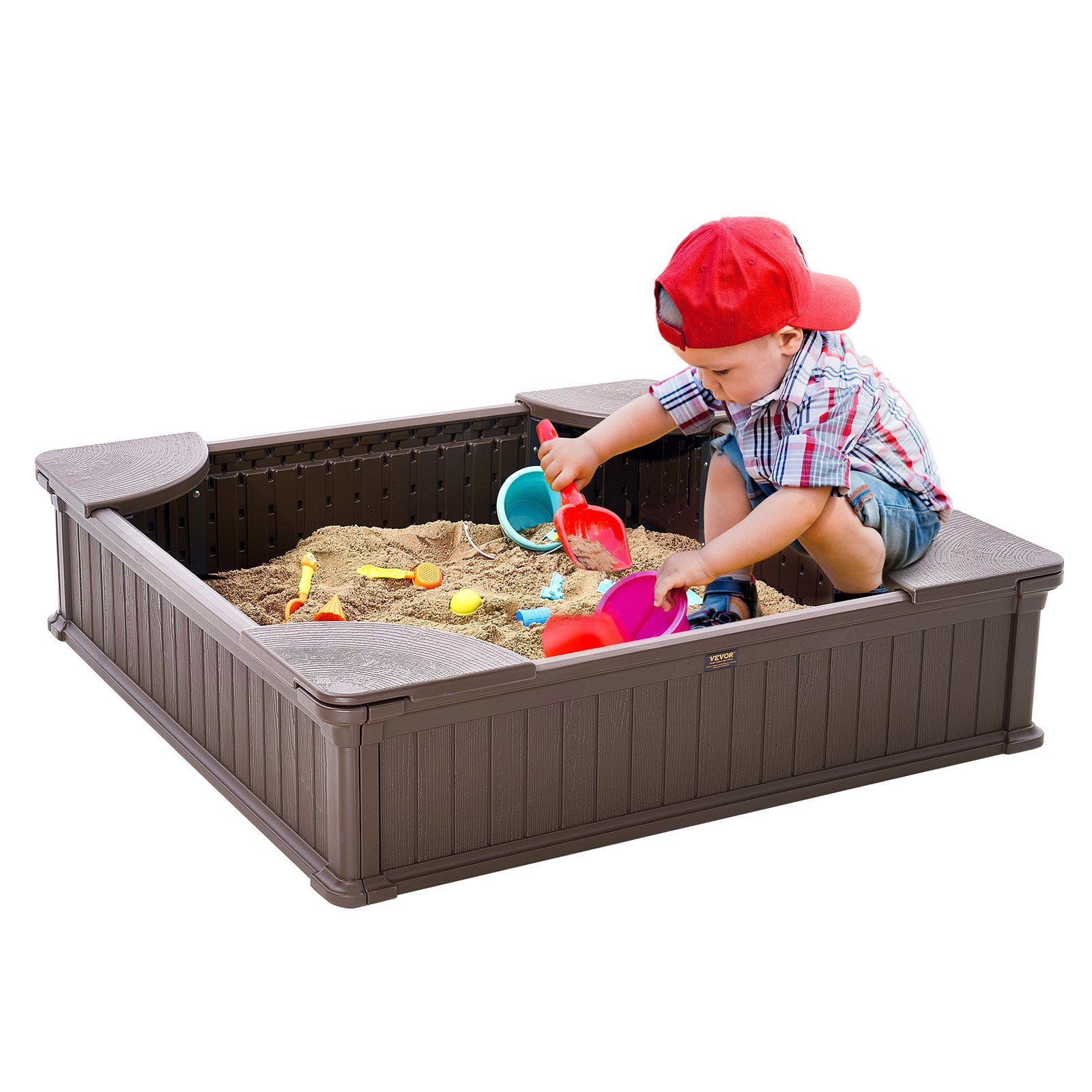 Sandbox with Cover, .6x48.6x12.4 in Square Sand Box, HDPE Sand Pit with ...
