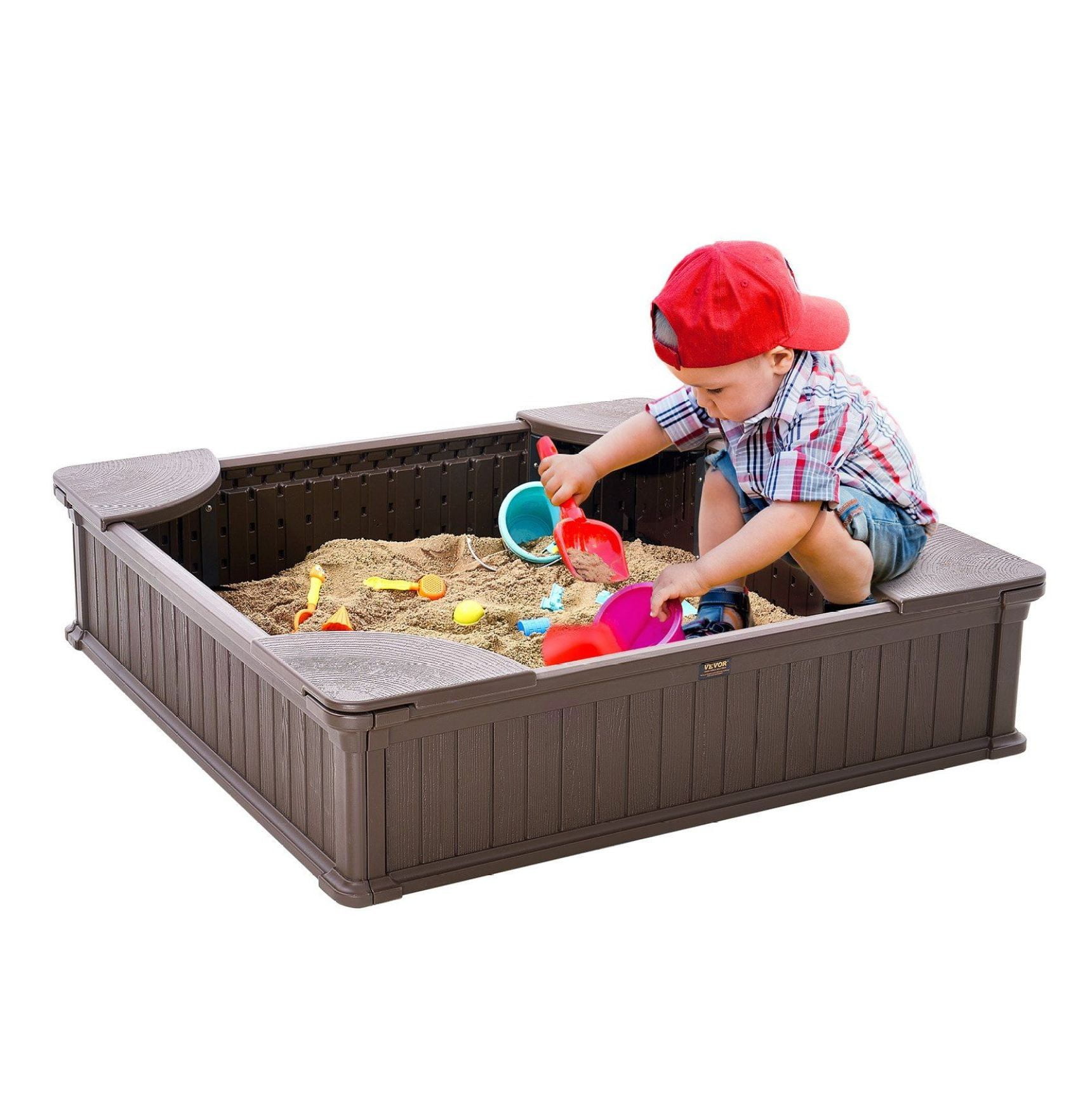 Sandbox with Cover, .6x48.6x12.4 in Square Sand Box, HDPE Sand Pit with ...