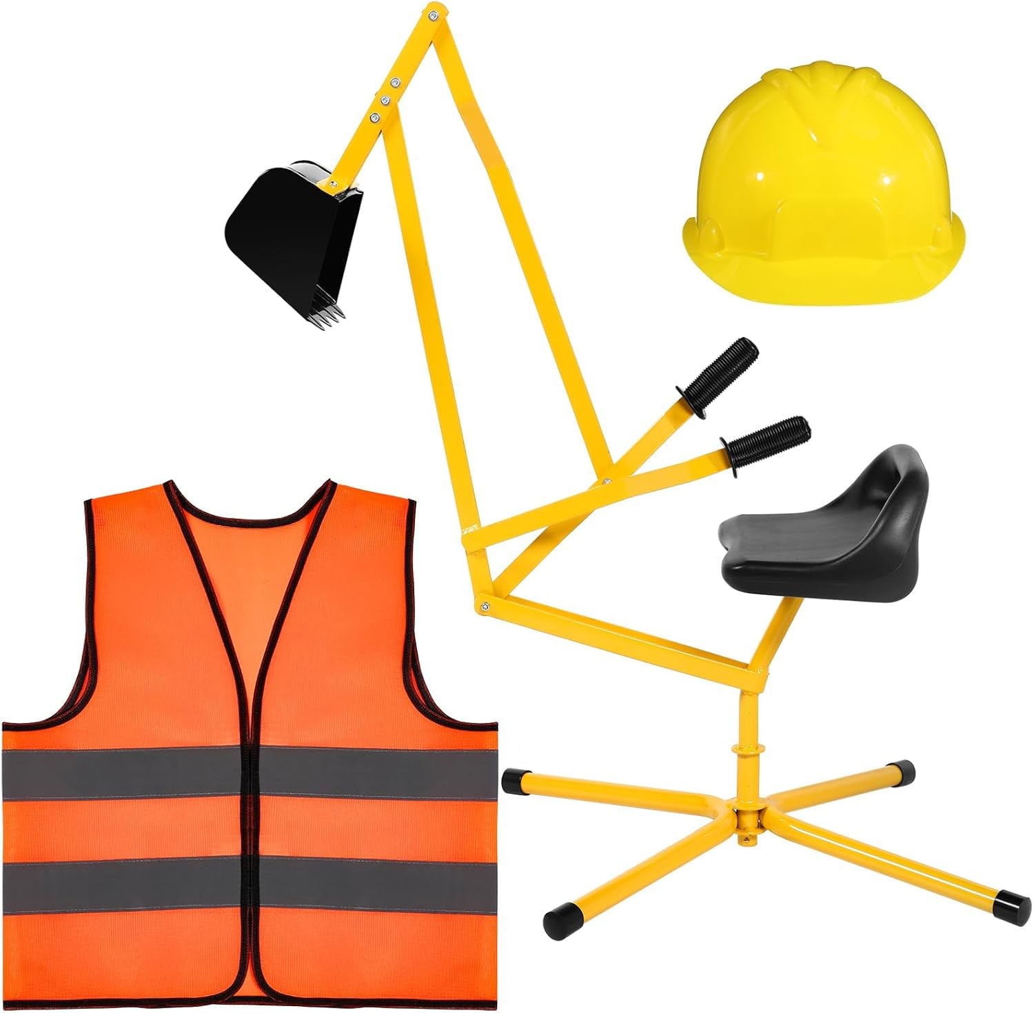 Sandbox Digger Set Sand Digger Ride on Excavator Toy Crane with Safety ...