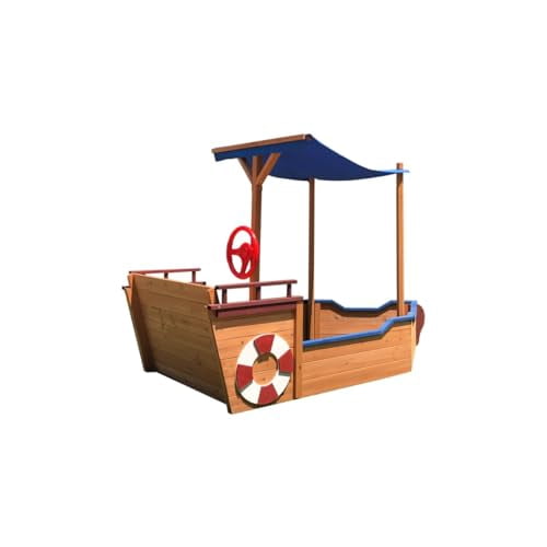 Sandbox With Storage Pirate Ship Sandbox With Canopy - Outdoor Wooden ...
