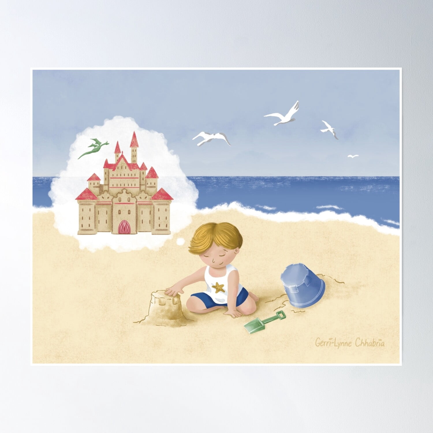 Sandcastle Daydreams Poster Wall Art, Modern Wall Decor, 8x12 UNFRAMED ...