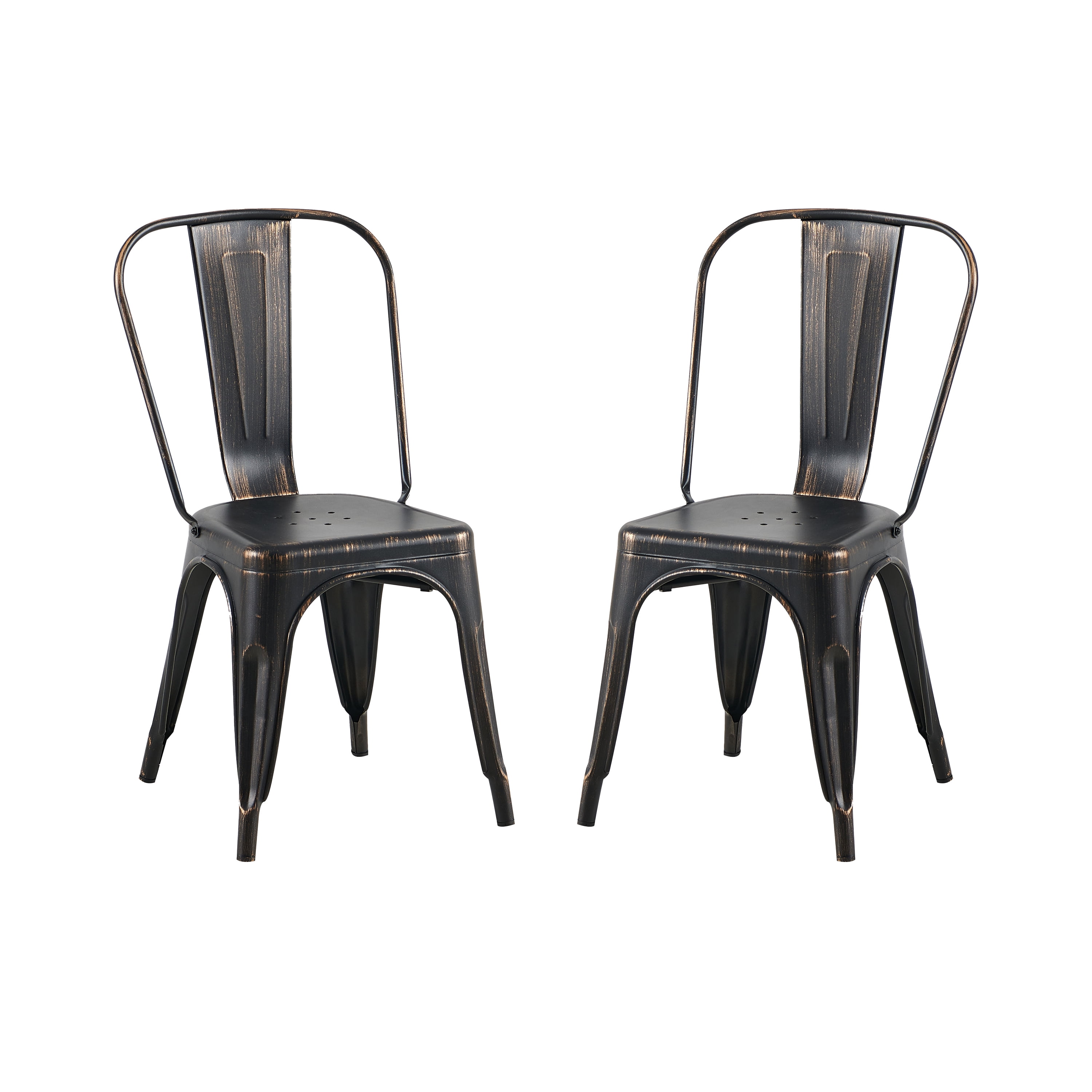 Sanded Matte Black Industrial Metal Dining Chairs 18 Inch Seat Height ...