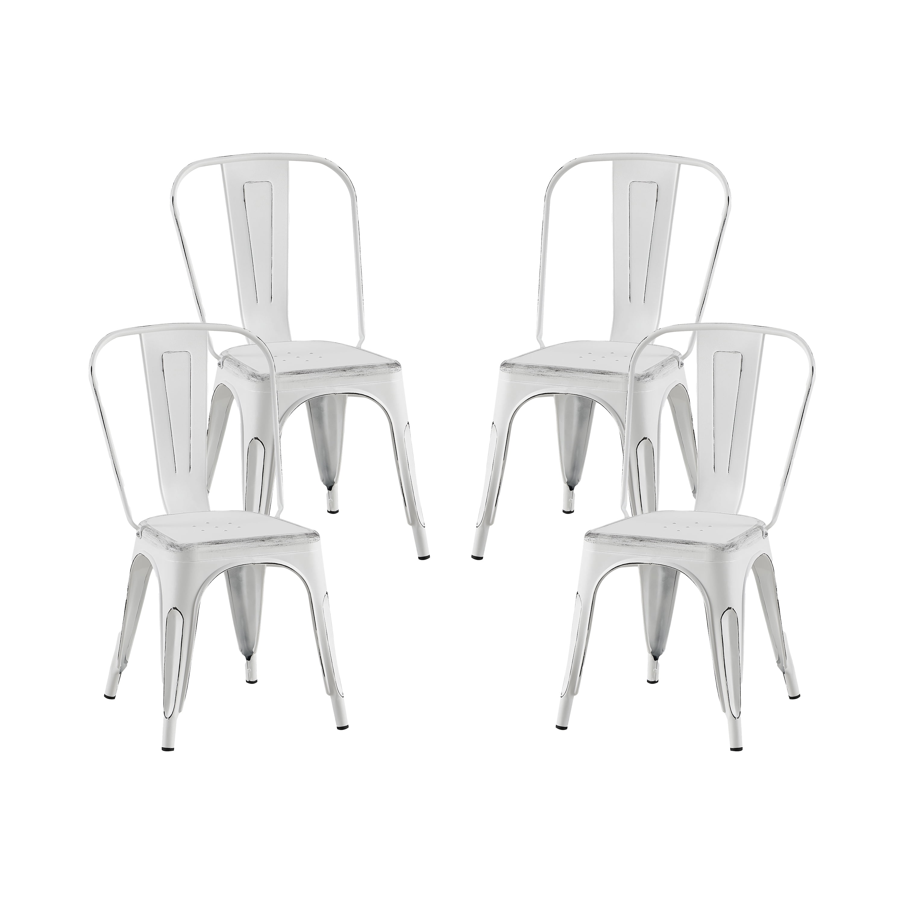 Sanded Matte White Industrial Metal Dining Chairs 18 Inch Seat Height ...