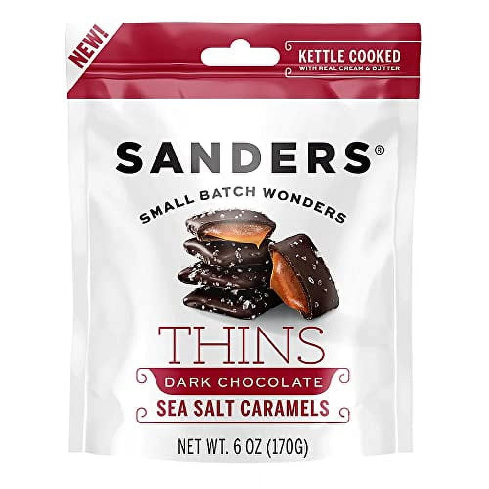 Sanders Dark Chocolate Sea Salt Caramel Thins, Kosher Dairy, 6 Ounce ...