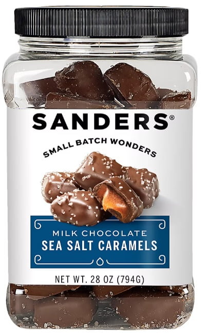 Sanders Milk Chocolate Sea Salt Caramels Pinch Grip Tub, 28 oz ...