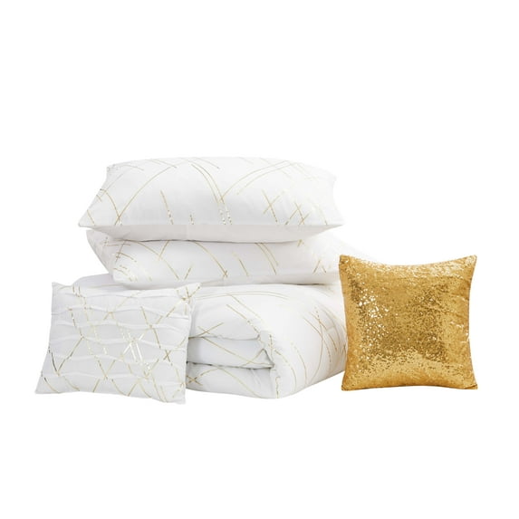 Sanders New Line 5 Piece White Queen Comforter Set - Walmart.com