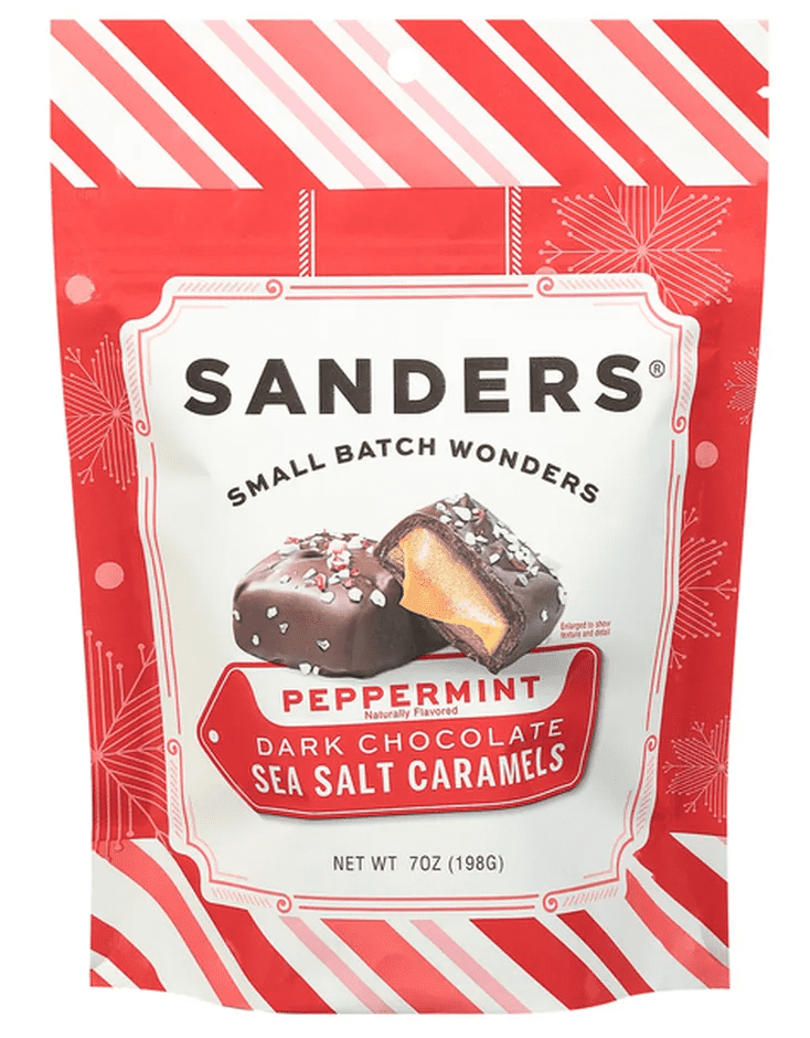 Sanders Dark Chocolate Peppermint Sea Salt Caramels 7 oz Bag - Walmart.com