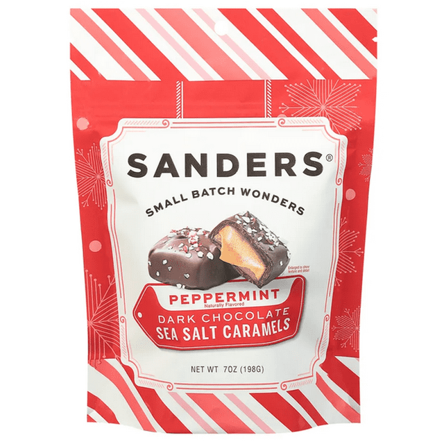 Sanders Peppermint Dark Chocolate Sea Salt Caramels, 7-ounce Stand Up ...