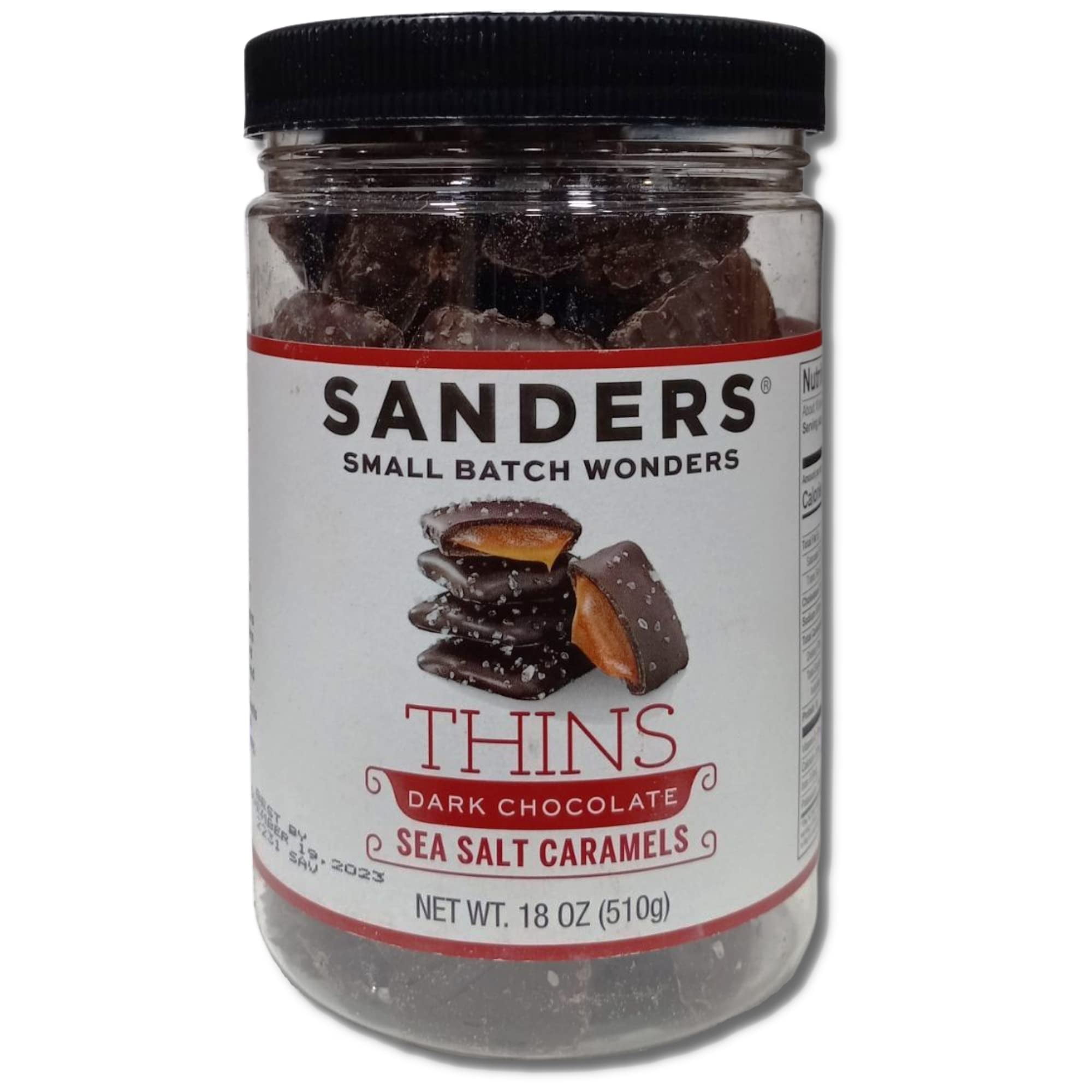 Sanders Small Batch Dark Chocolate Sea Salt Caramel Thins | 18 Ounce ...