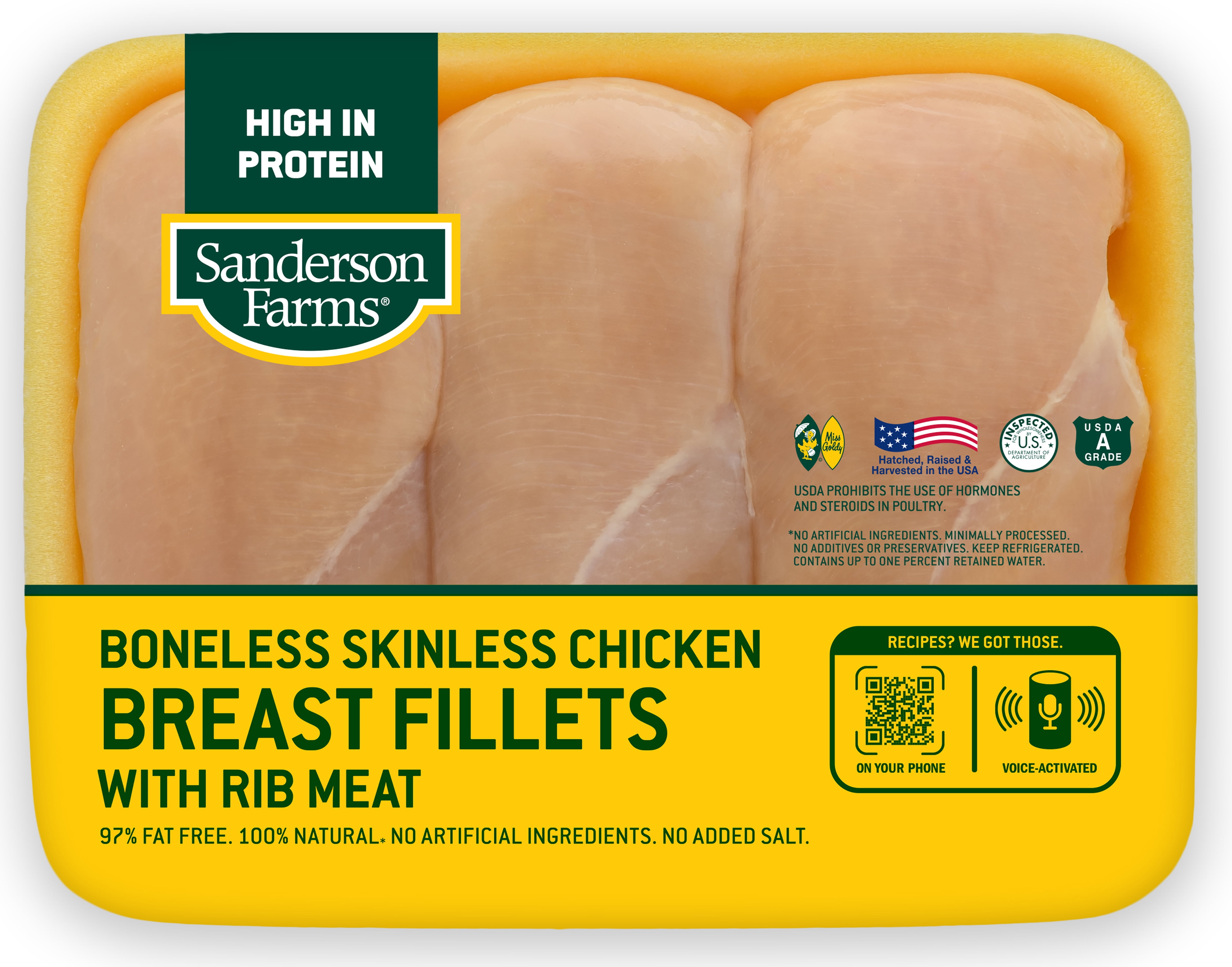 Sanderson Farms Fresh Boneless Skinless Chicken Breast Fillets, 21g ...