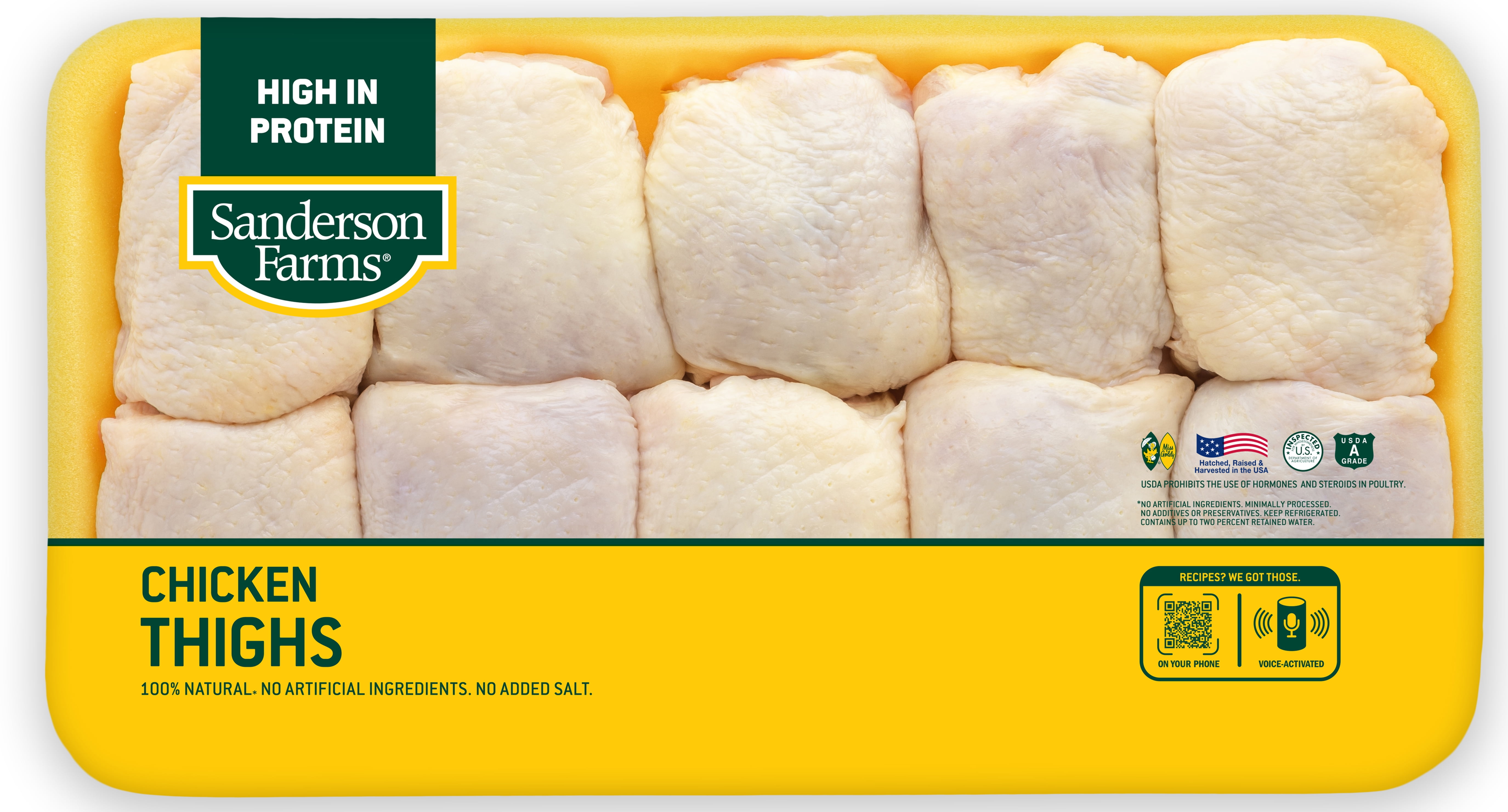 Sanderson Farms Fresh Chicken Thighs, Family Pack, 21g Protein, 4oz ...