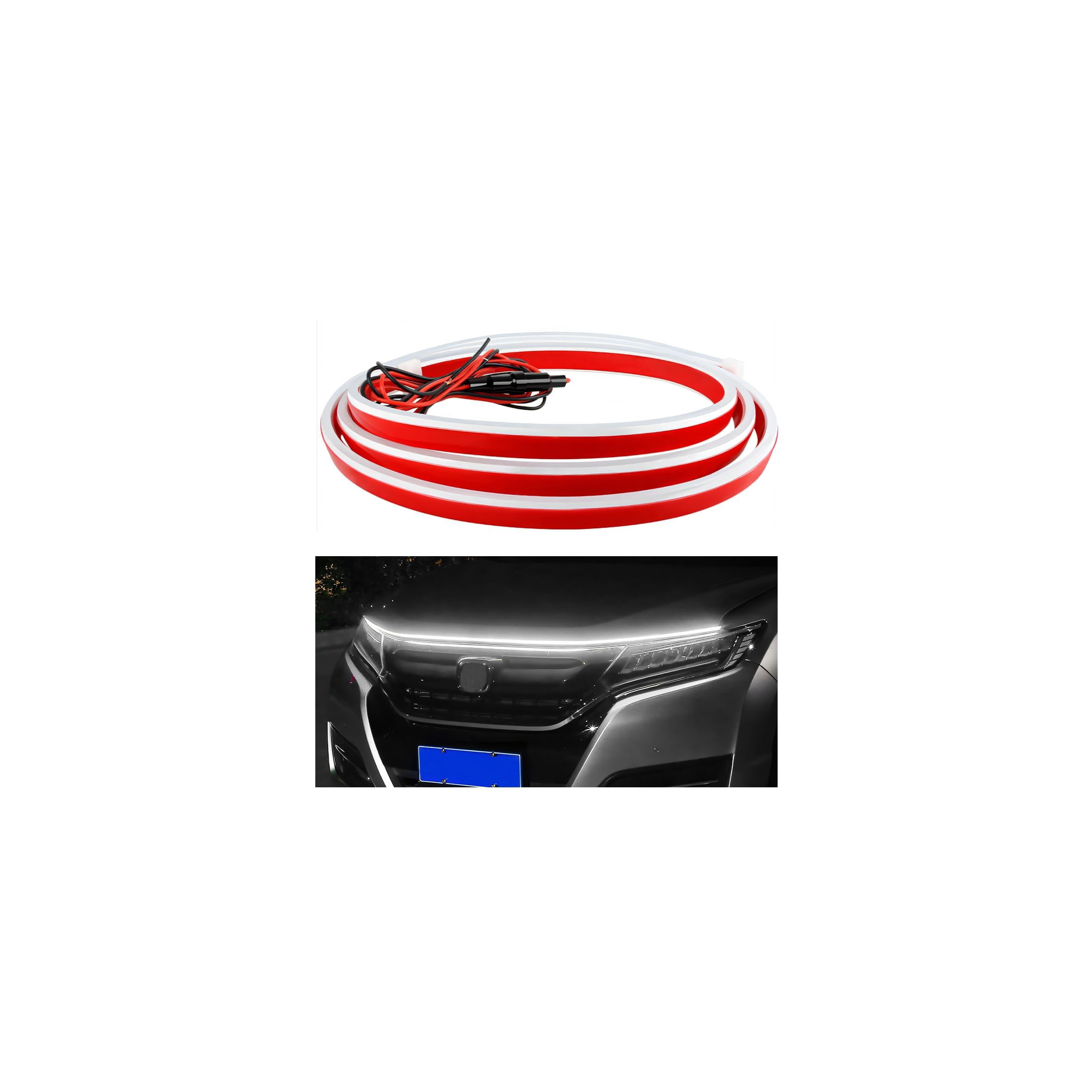 Sandfren Car Hood Light Strip, 59 Inch Silicone Flexible Daytime ...