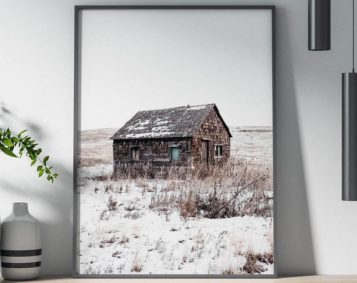 Sandhills Cabin In Snow Poster, Poster Print, Wall Decor, Snow, Nature ...