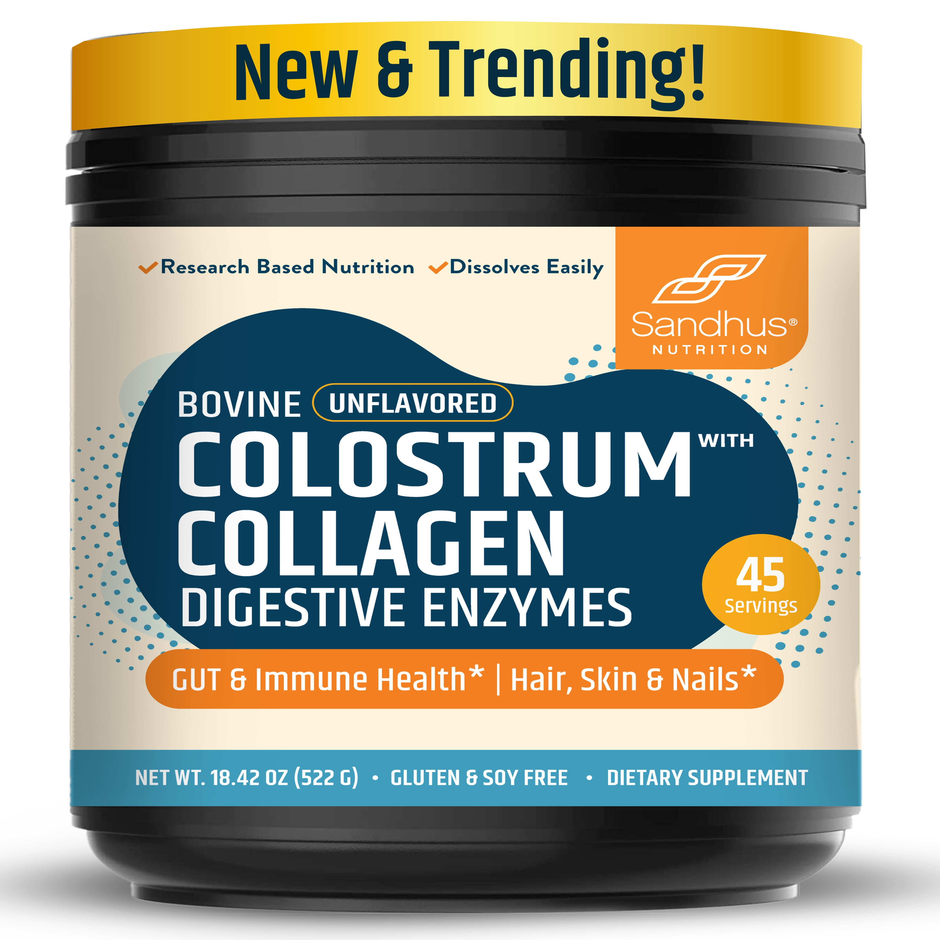 Sandhu's Colostrum with Collagen, 45 Servings, 522gms | Supports Immune ...