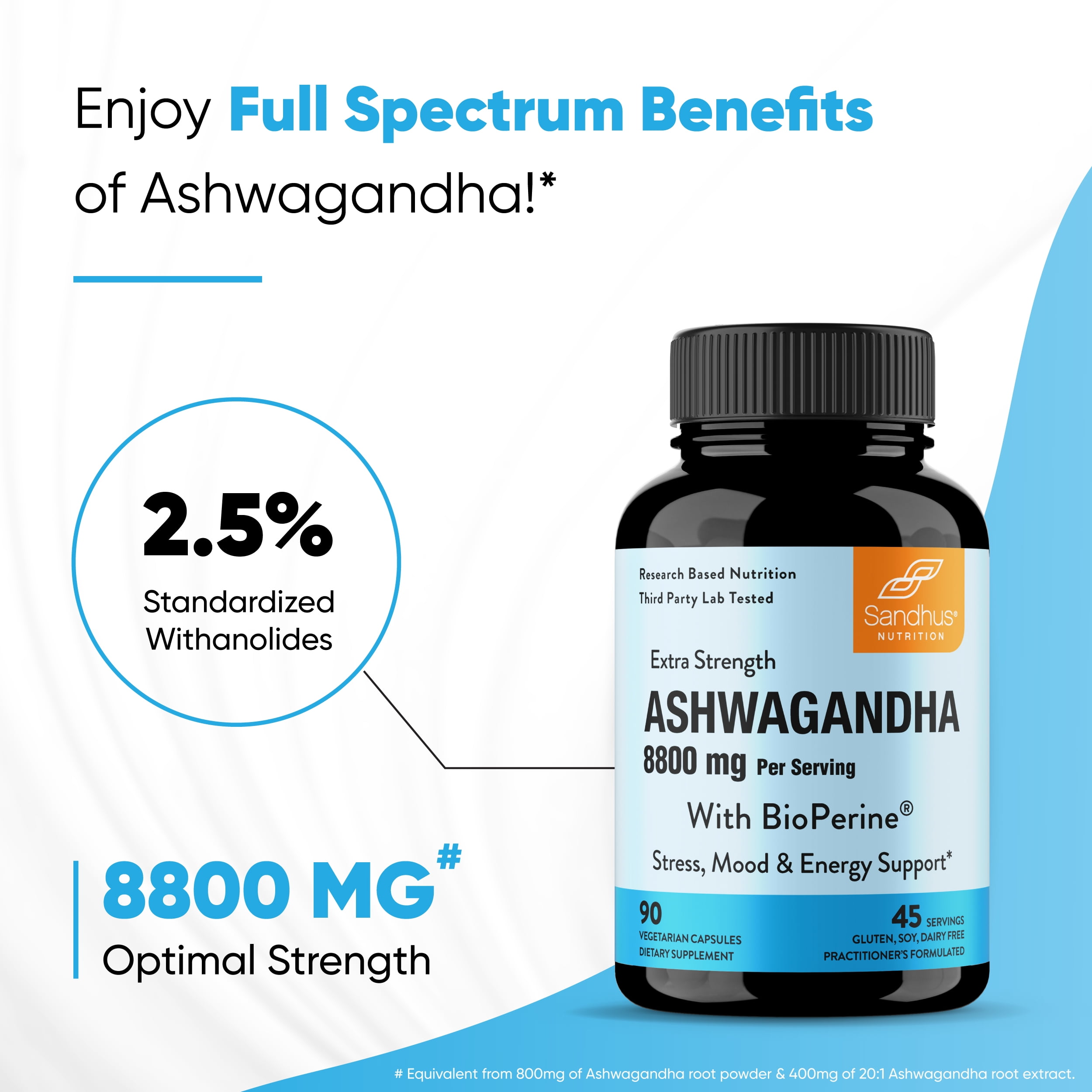 Sandhu’s Extra Strength Ashwagandha with Black Pepper Extract | Stress ...