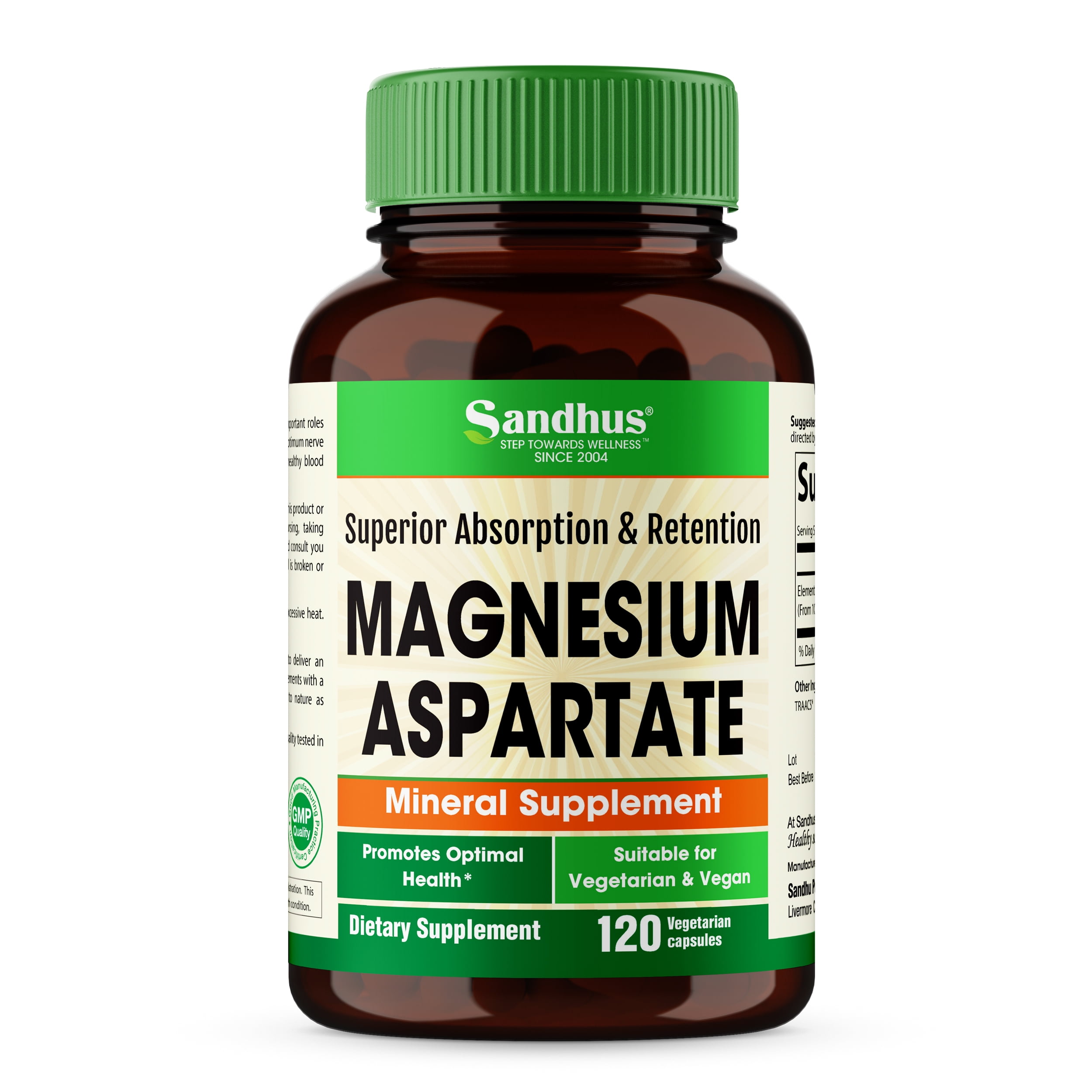 Sandhu's Magnesium Aspartate 120 Vegetarian 120 Capsules - Walmart.com