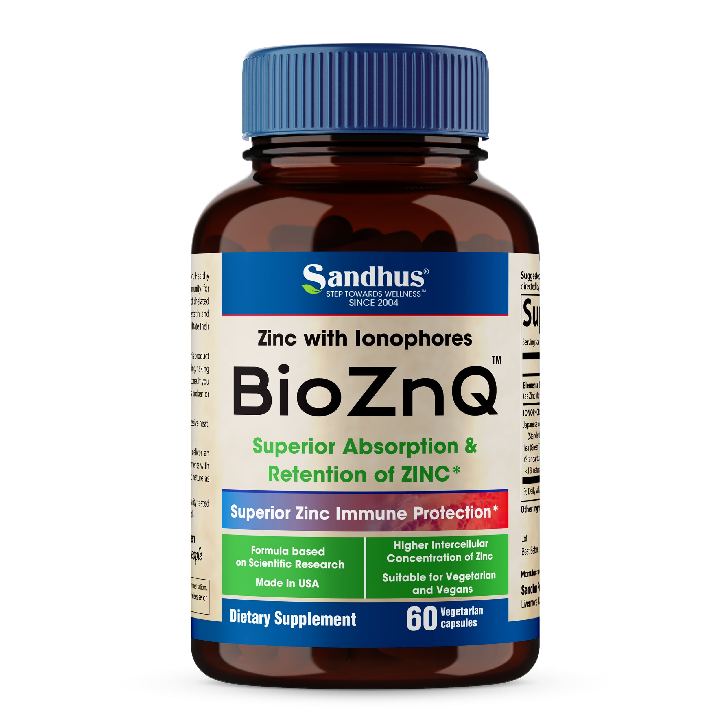 Sandhus BioZnQ Zinc with Ionophores, Immune Health & Wellness Support ...