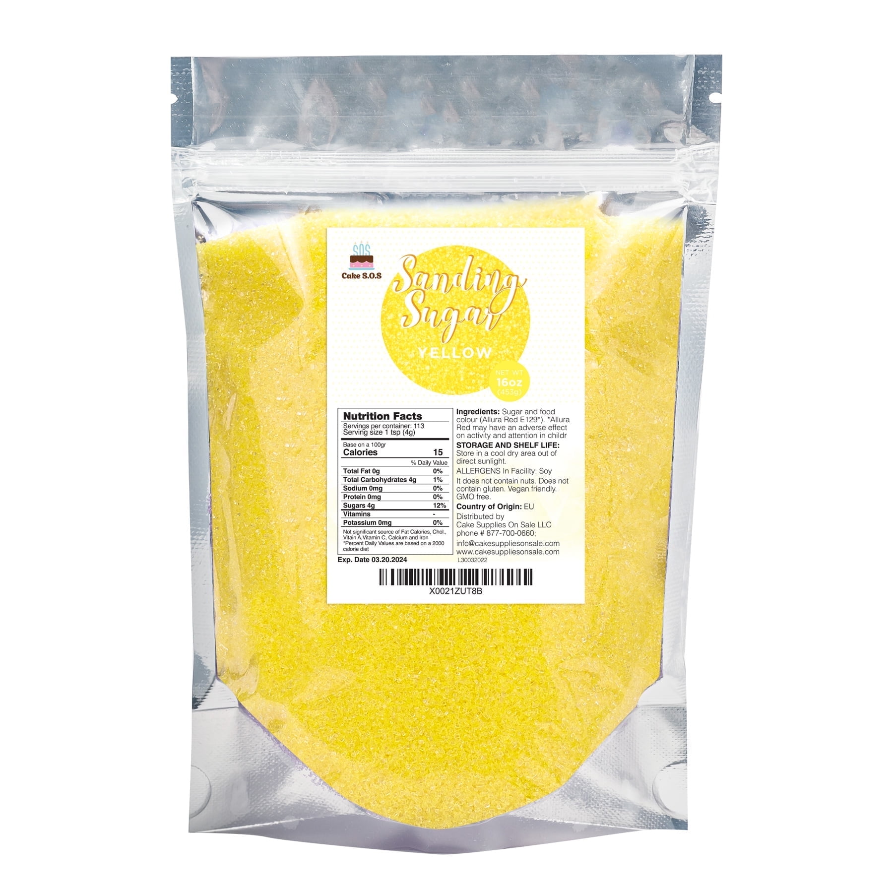 Sanding Sugar Yellow 16 oz - Walmart.com