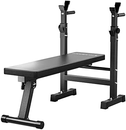 Sandinrayli Adjustable Weight Bench, Folding Bench Press w/Barbell Rack ...