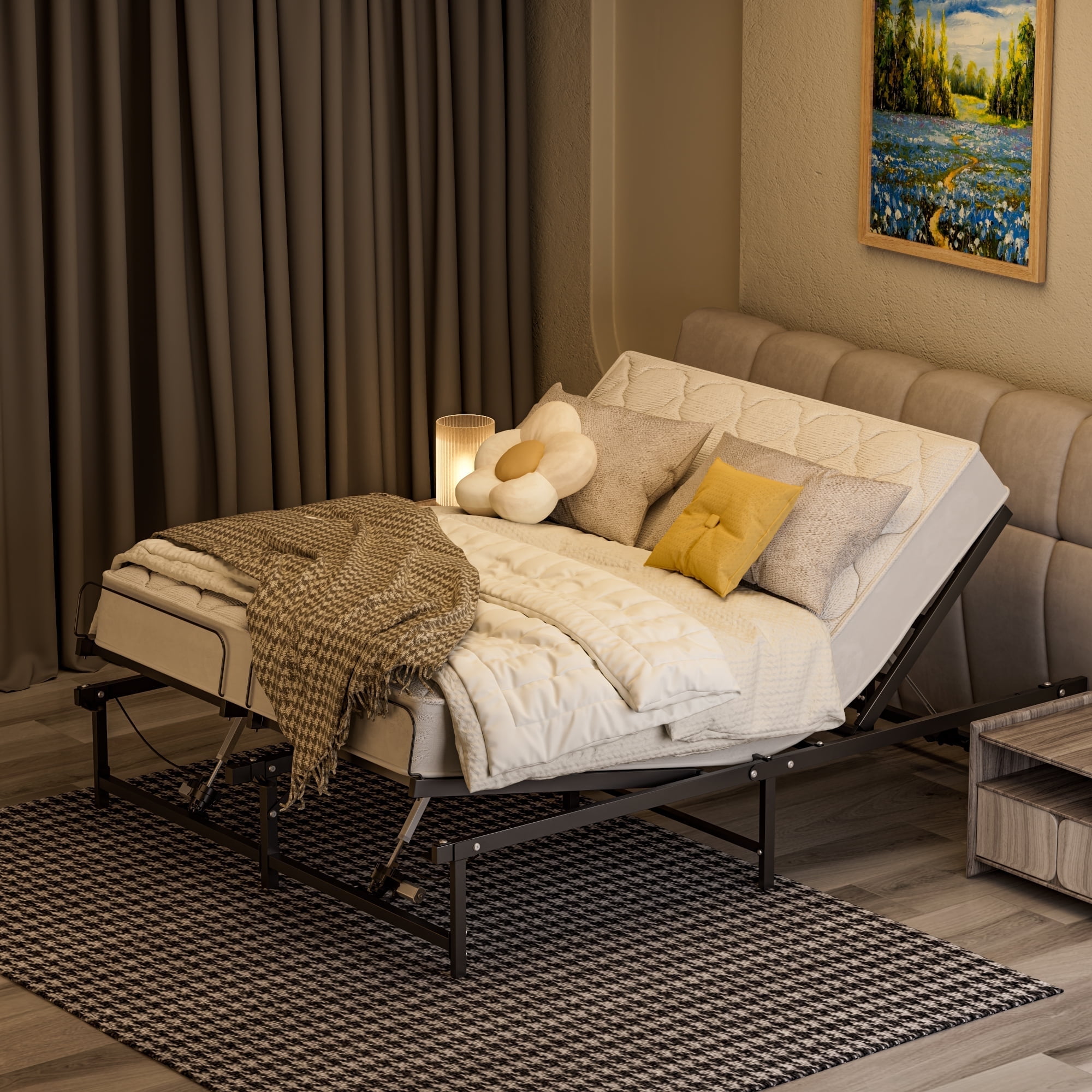 Sandinrayli Queen-Size Electric Adjustable Bed Base with Remote Control ...