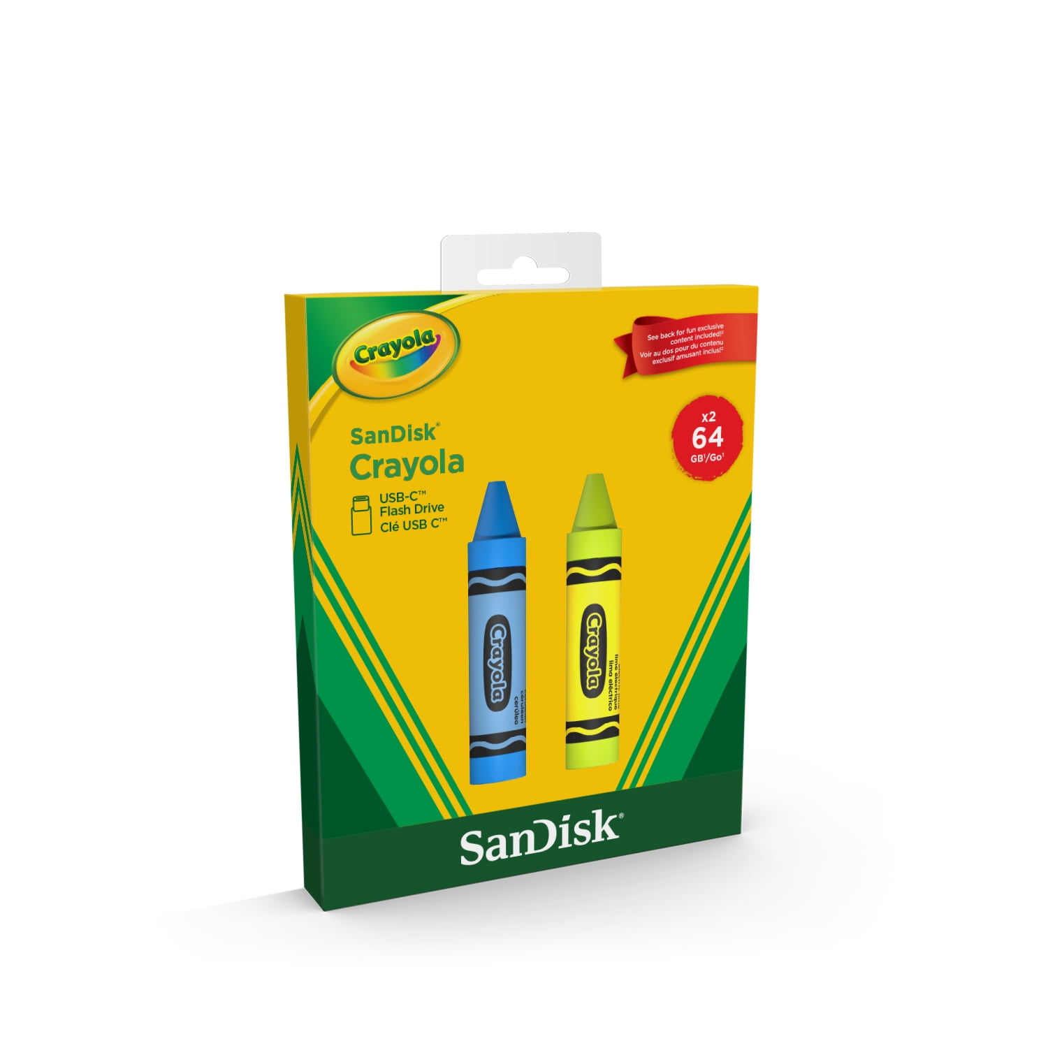 Sandisk Crayola 64GB USB-C Flash Drive, 2pk Cerulean Blue and Electric ...
