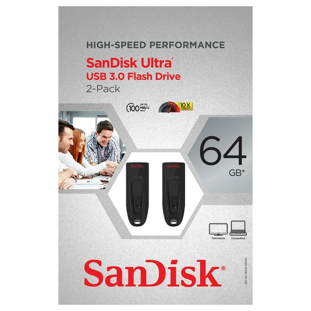 Sandisk Ultra USB 3.0 Flash Drives, Memory Stick, 64GB (2 Pack) for ...