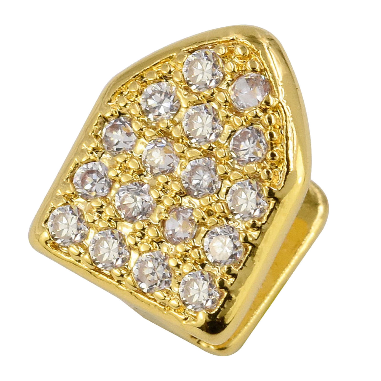 Sandistore Toothpaste Tabs Women Yellow Gold Plated Fully Iced Out ...