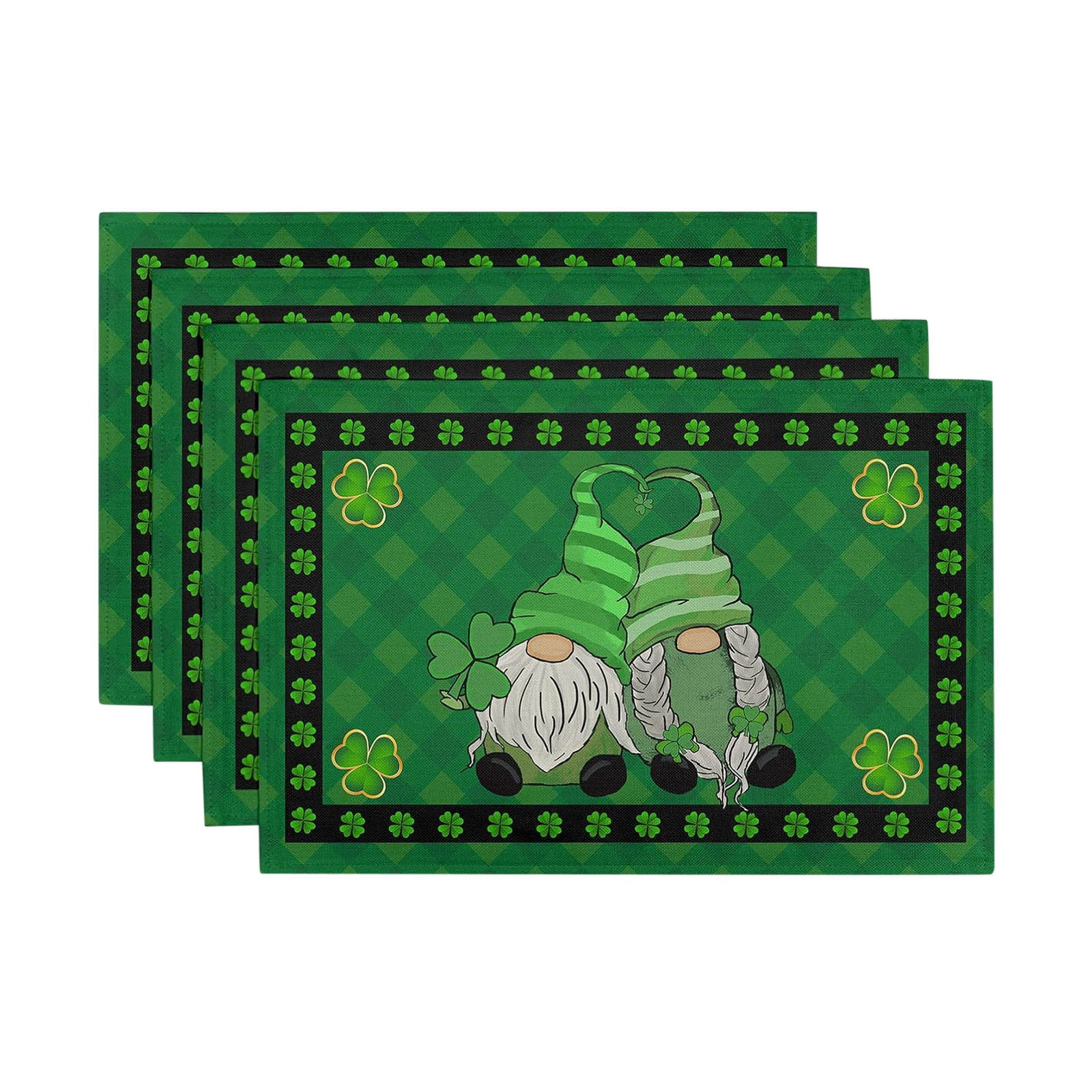 Sandistore Woven Mats 4PCS St. Patrick's Day Western Placemat Green ...