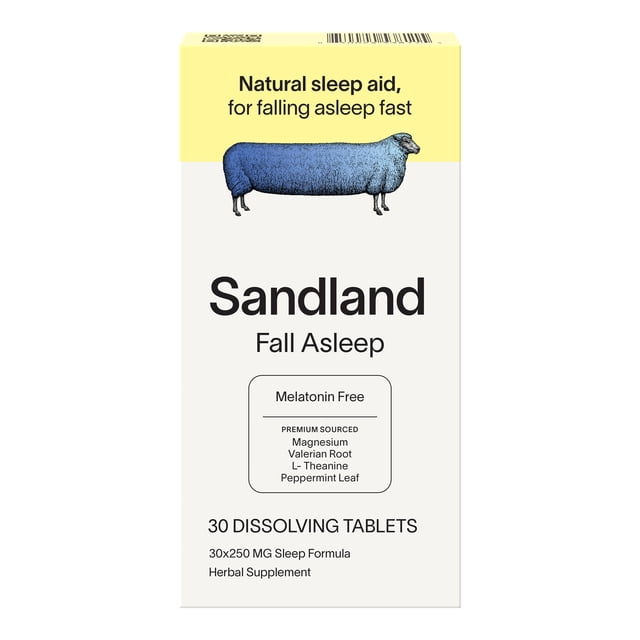 Sandland Fall Asleep, Natural Herbal Daily Sleep Aid, 30 Dissolving ...