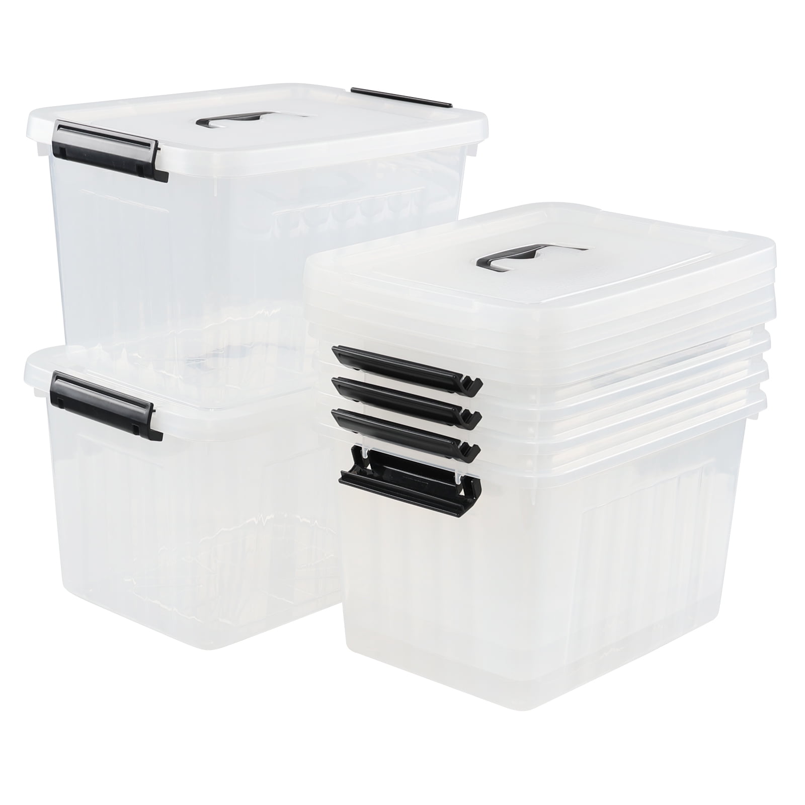 Sandmovie 12 Quart Plastic Storage Latch Box with Lid and Handle, 6 ...