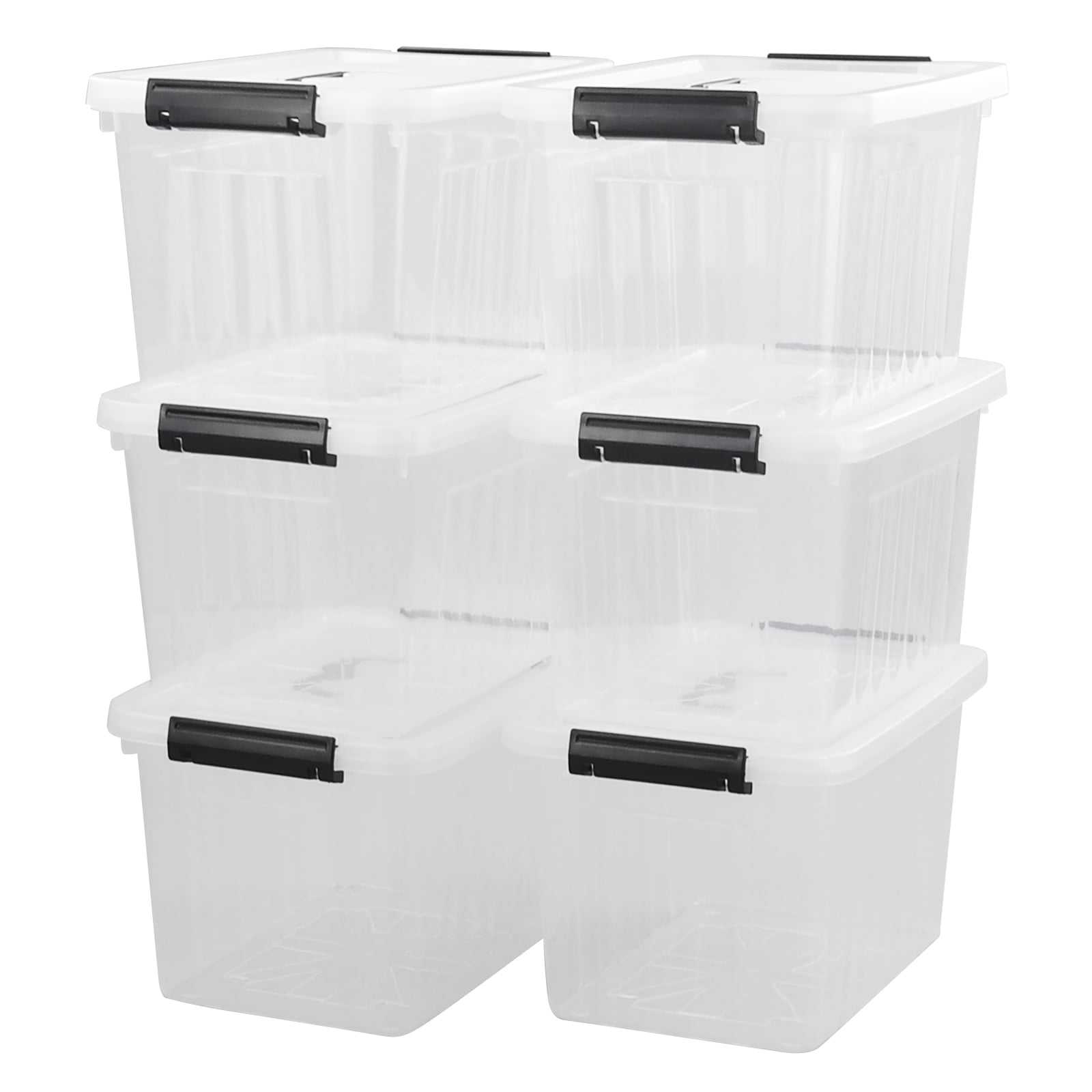 Sandmovie 12 Quart Plastic Storage Latch Box with Lid and Handle, 6 ...