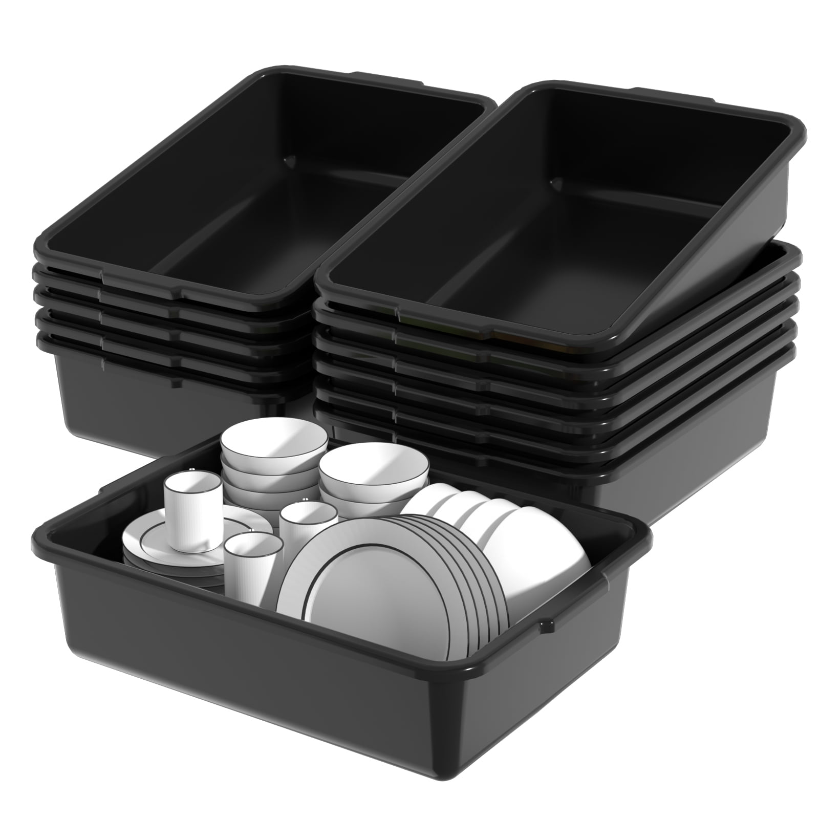 Sandmovie, Plastic Bus Tubs, 13 L, 12 Pack, Black, Commercial Grade ...