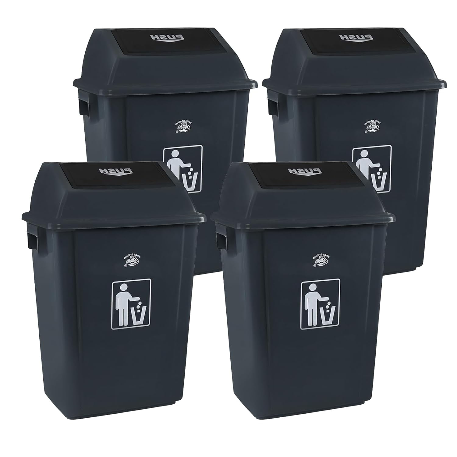 Sandmovie 18 Gallon Large Trash Can with Swing Lid, Outdoor Plastic ...