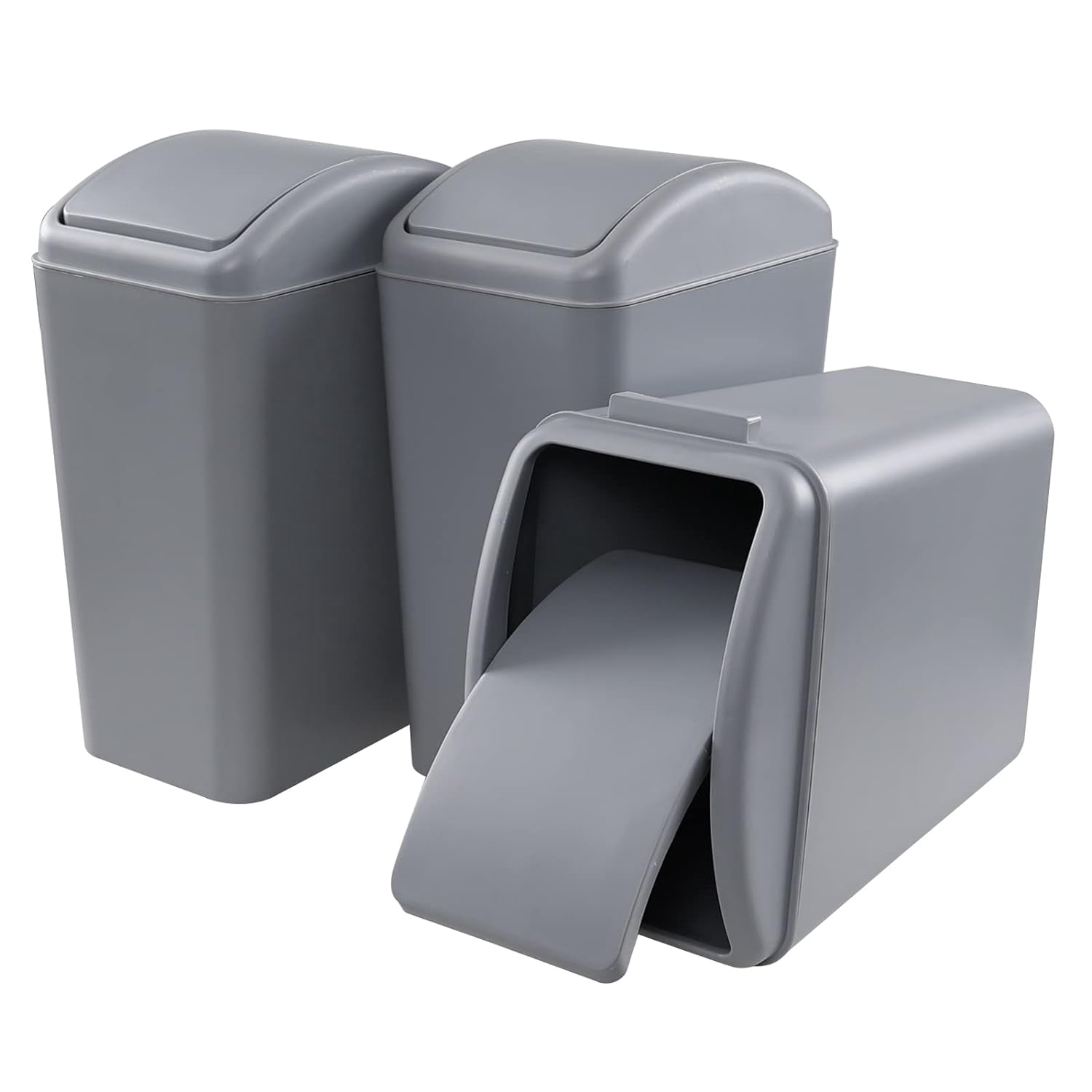 Sandmovie 3-Pack Swing Top Trash Bins, 4.5 Gallon Plastic Garbage Can ...