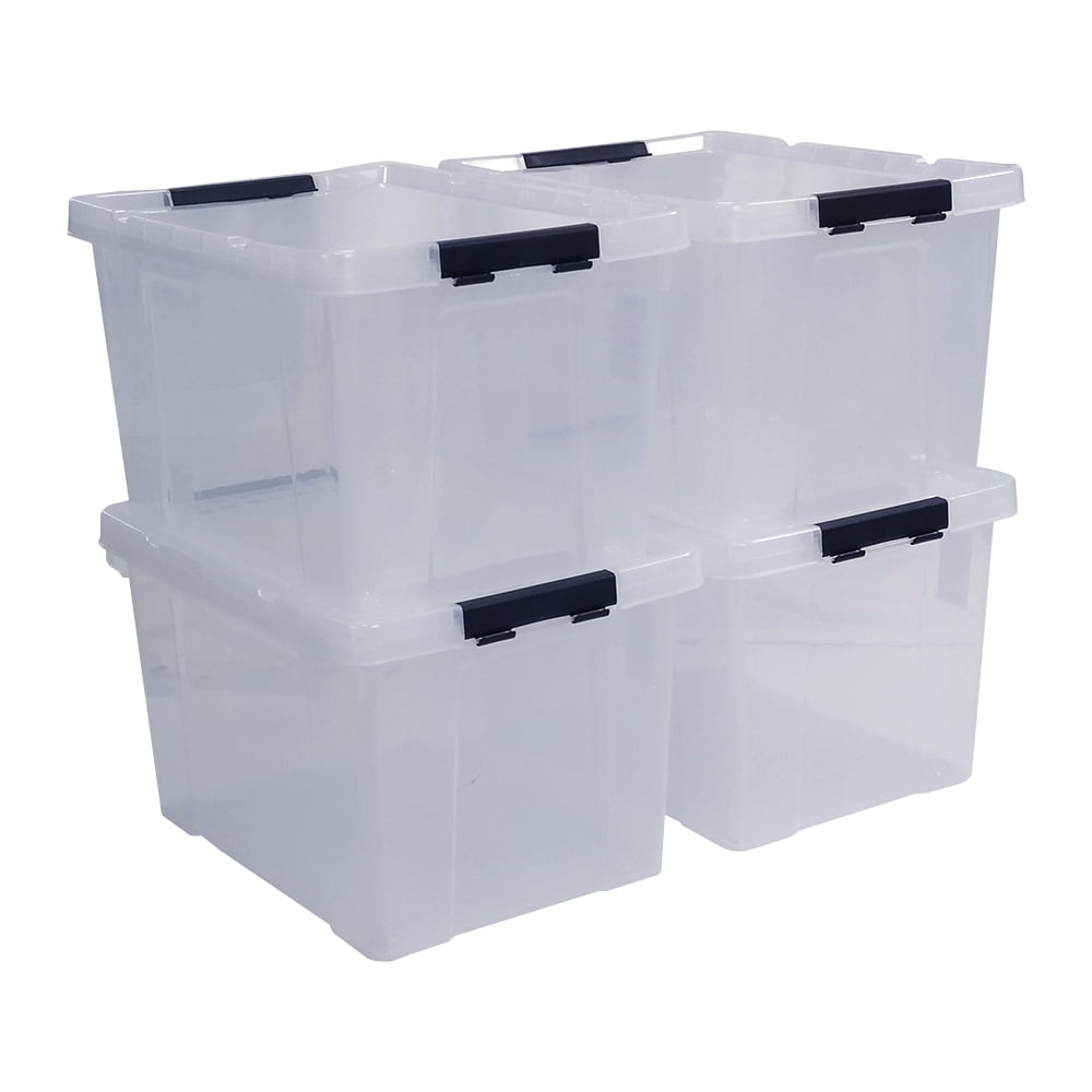 Sandmovie 34 Quart Clear See-Thru Heavy Duty Large Plastic Storage Box ...
