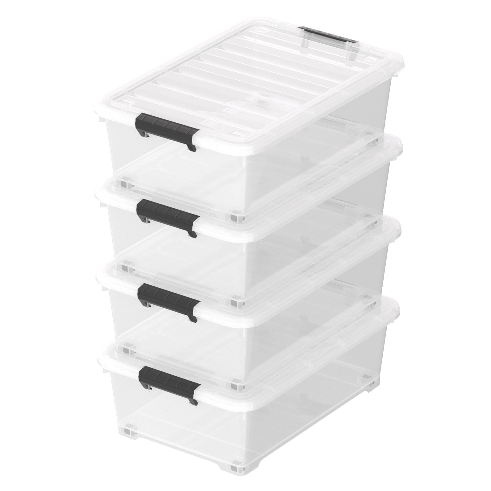 Sandmovie 4 Packs 20 Quart Plastic Under Bed Storage Boxes, Plastic ...