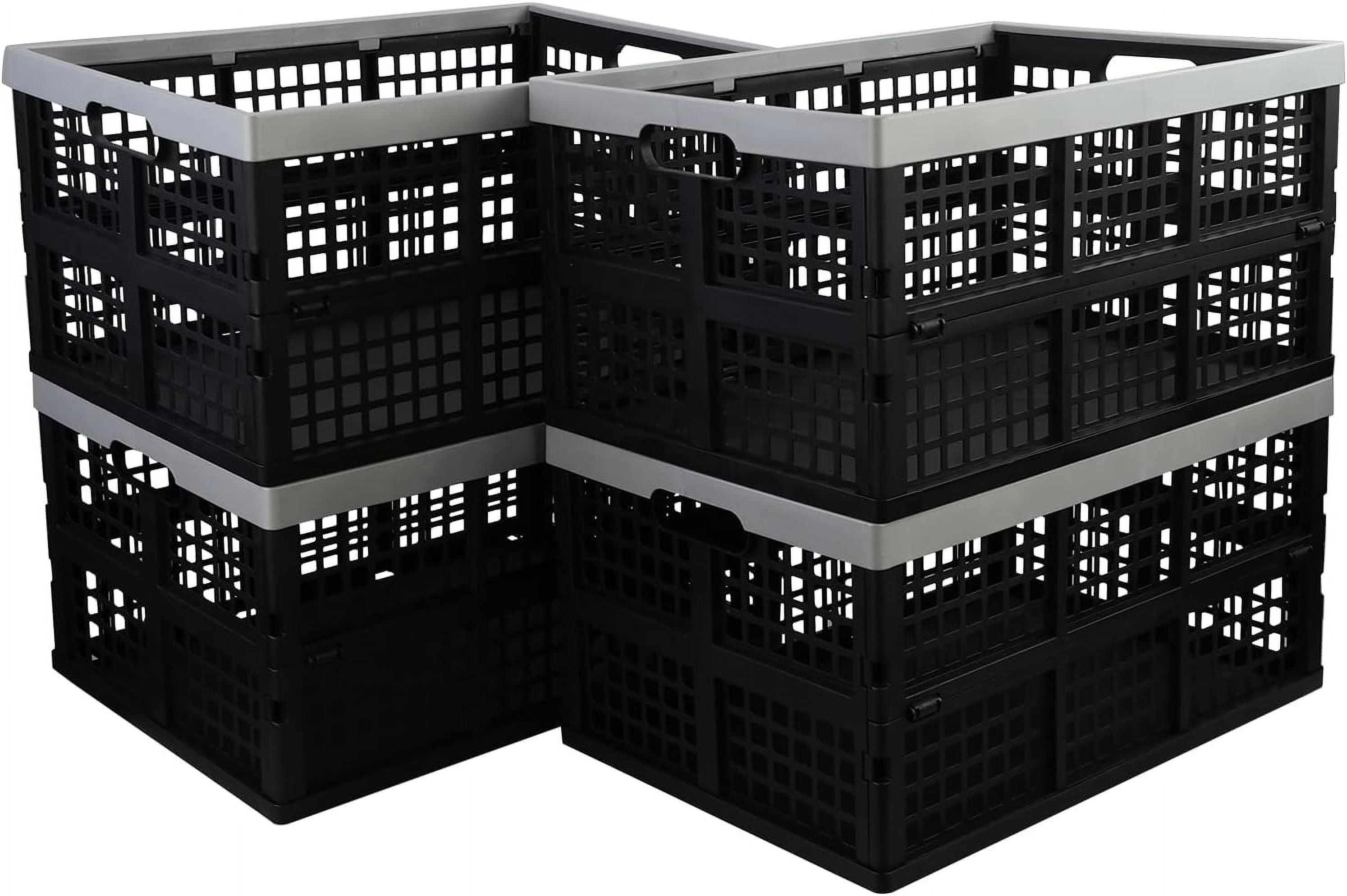 Sandmovie 42 Liter Folding Crates Storage, Plastic Stackable ...