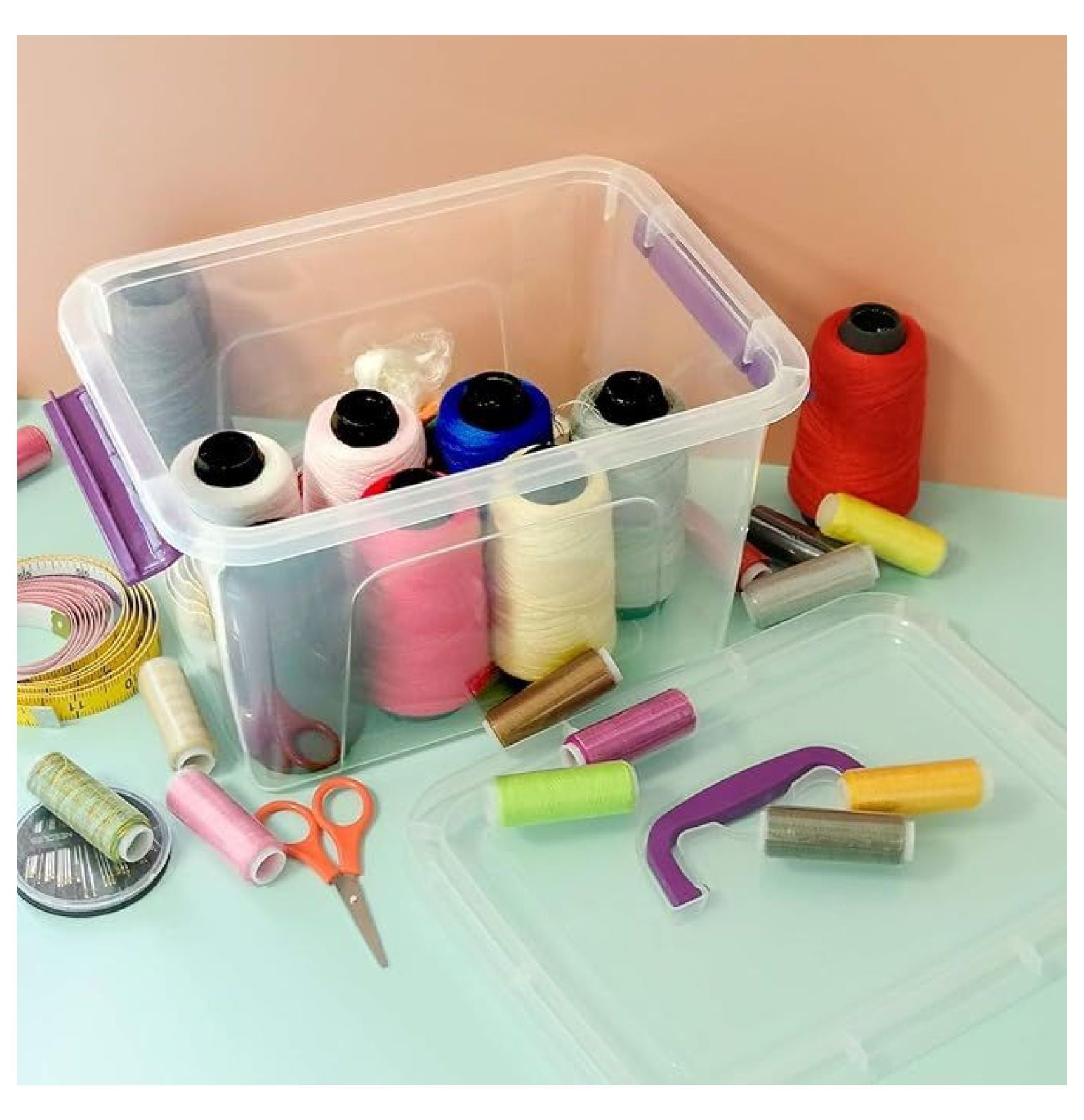 Sandmovie 6 Quart Clear Latching Box with Lid and Handles, Clear ...