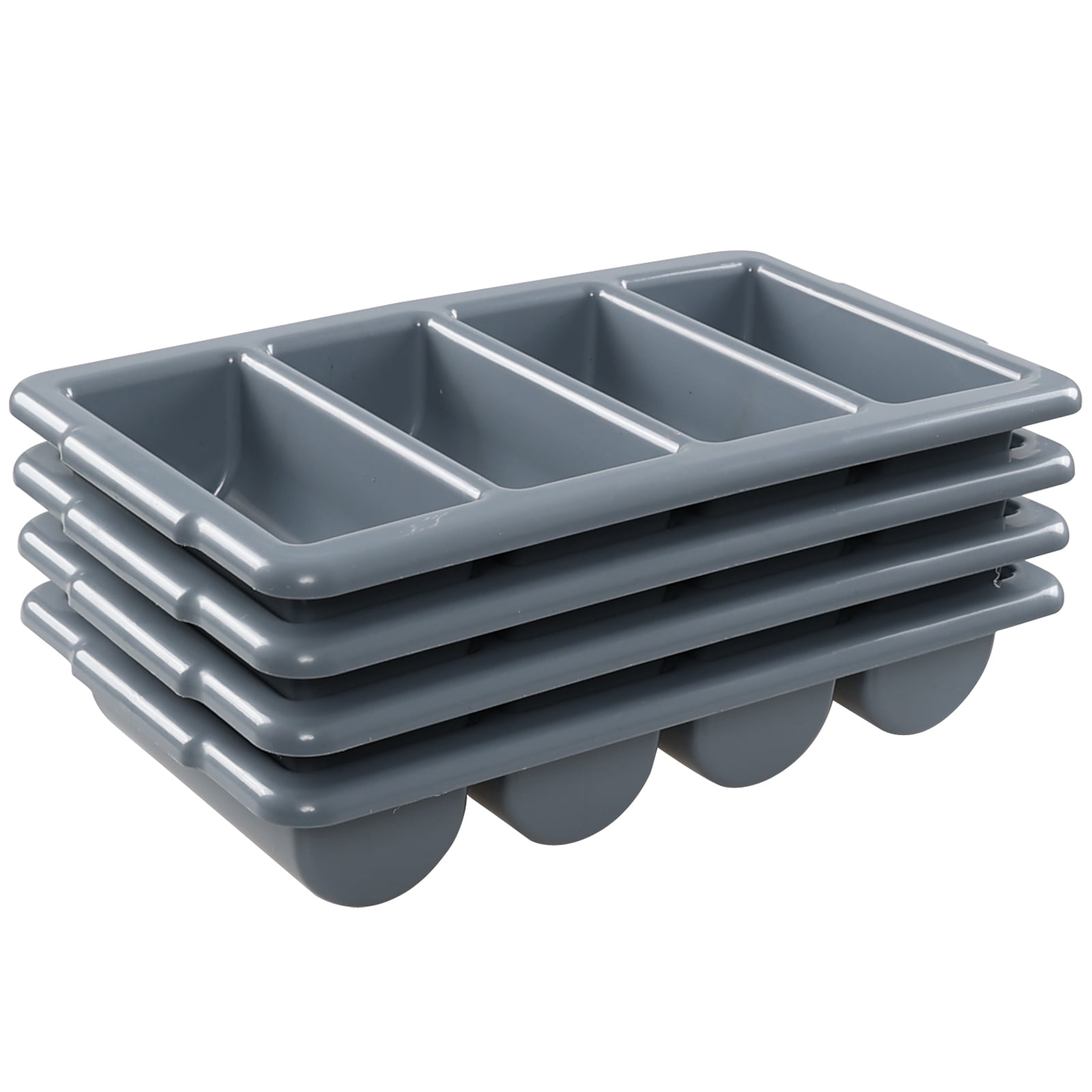 Sandmovie Commercial Plastic 4-Compartment Cutlery Bin, Gray, 4-Pack ...