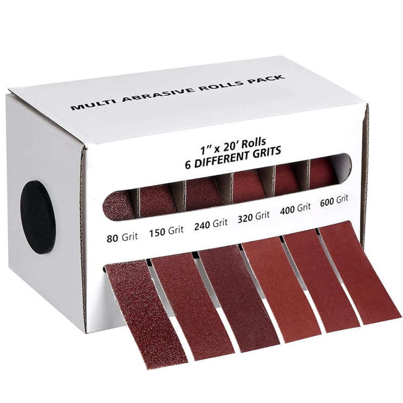 Sandpaper Roll 6 Grits 1 Inch X 19.7inch Sandpaper Roll with Dispenser ...
