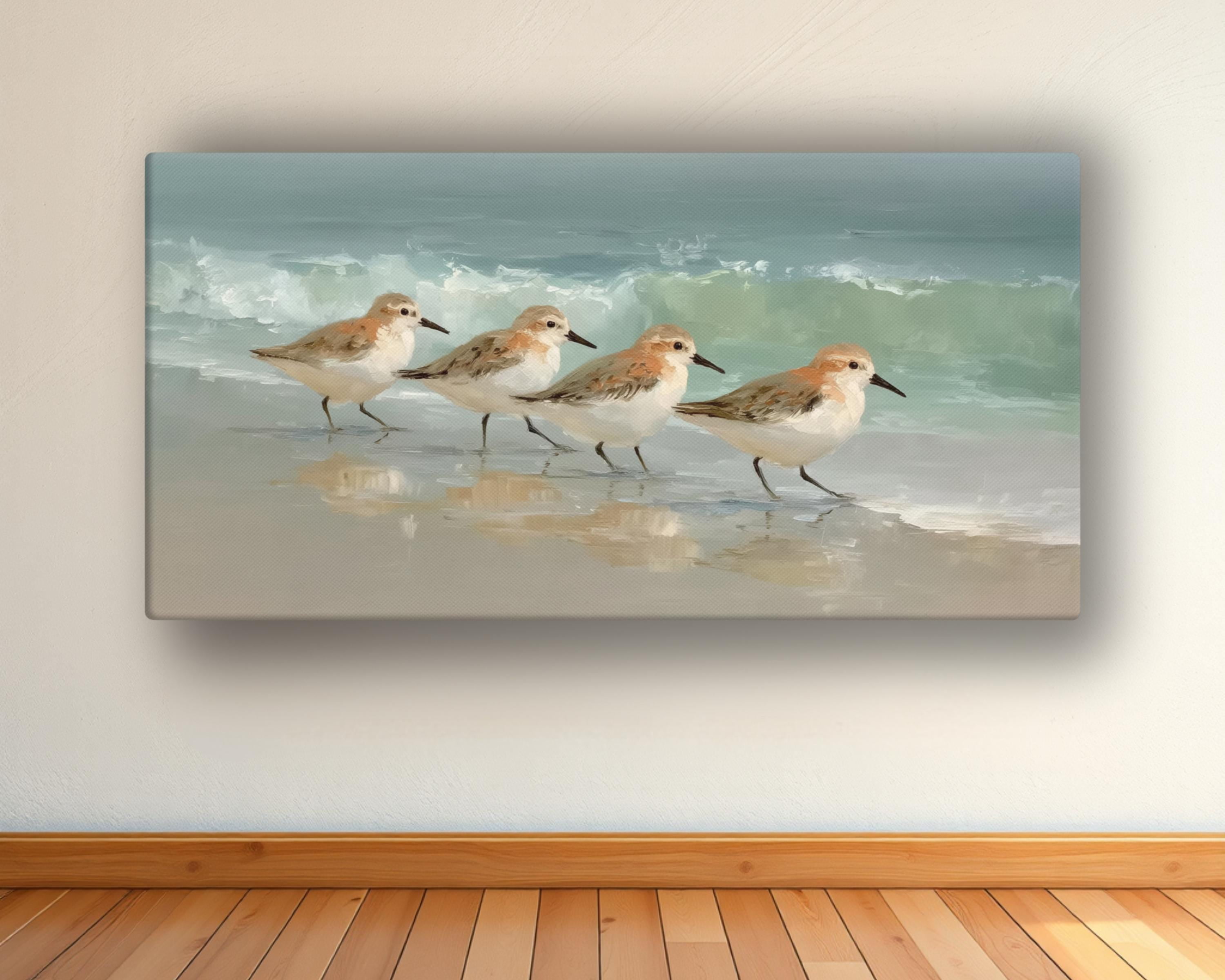 Sandpiper Beach Art: Vintage Coastal Bird Print Poster Warm Present ...