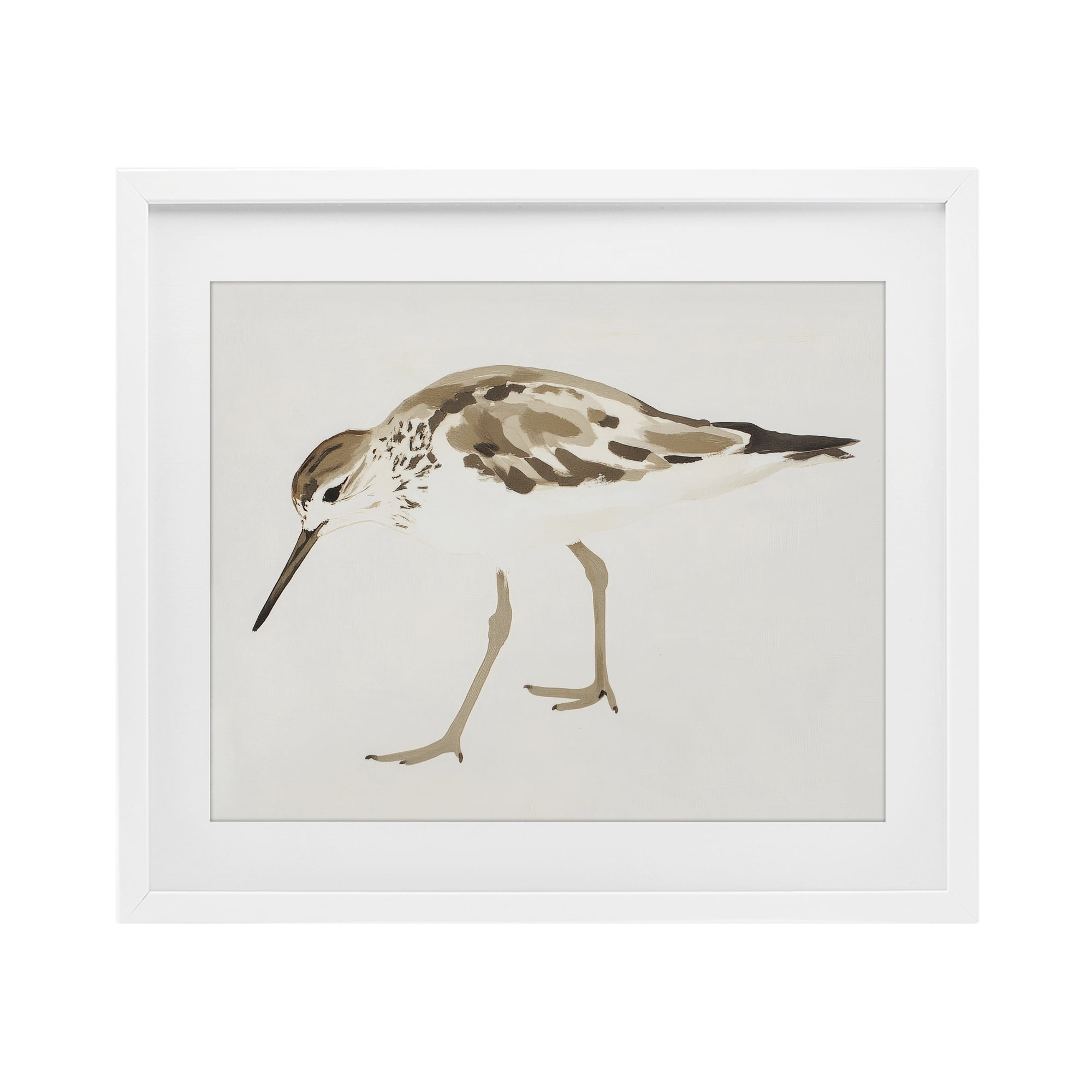 Stupell Industries Sandpiper Shore Bird Minimalist White Framed Print ...