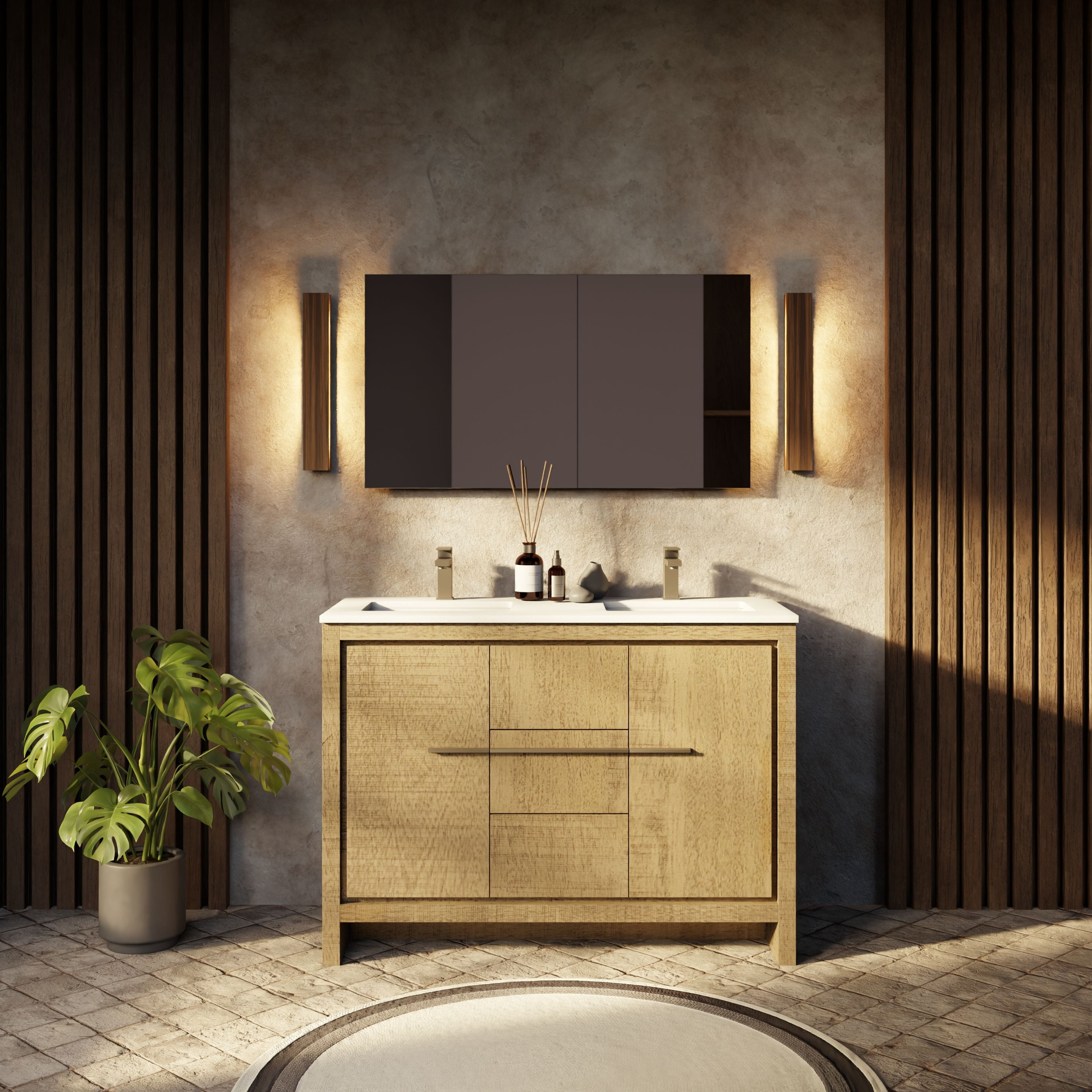 Sandpoint 48 in W x 20 in D Rustic Acacia Double Bath Vanity and ...