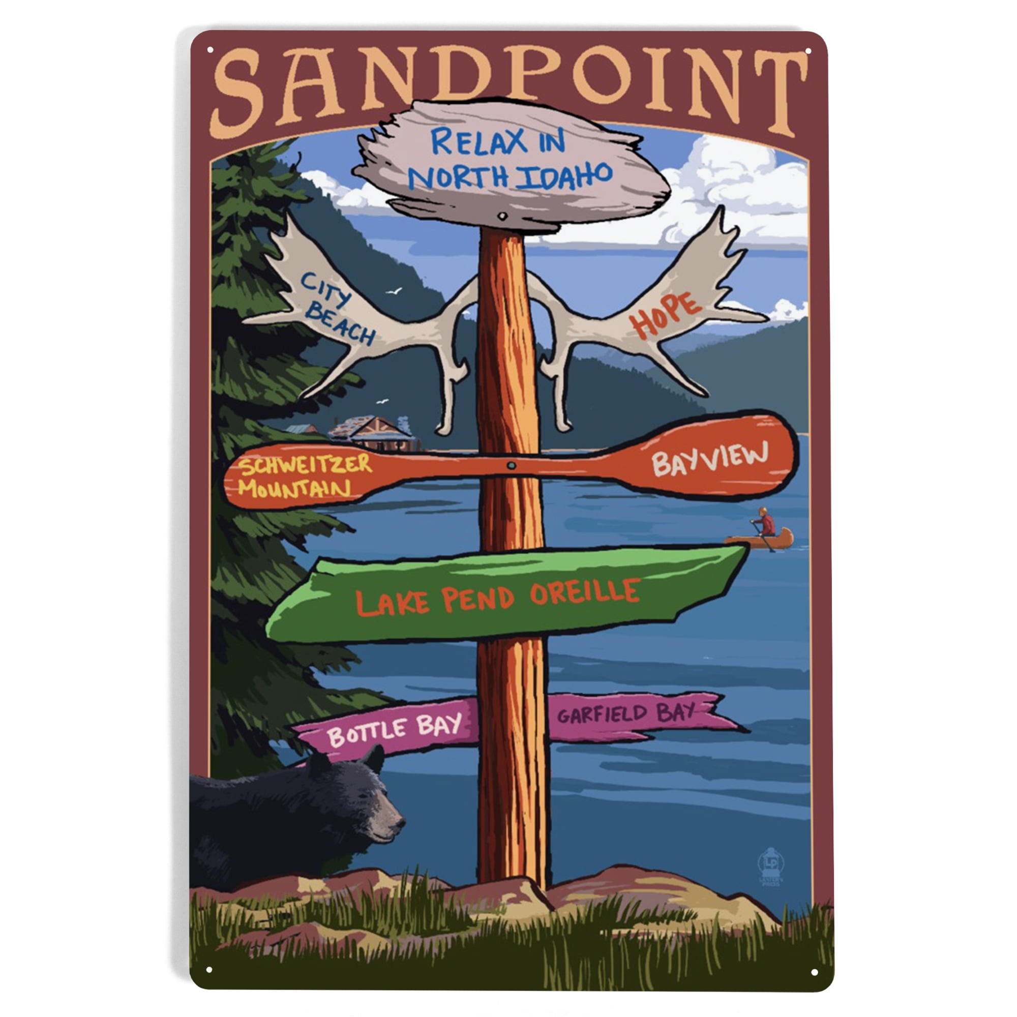 Sandpoint, Idaho, Destinations Sign (12x18 Aluminum Art, Indoor Outdoor ...