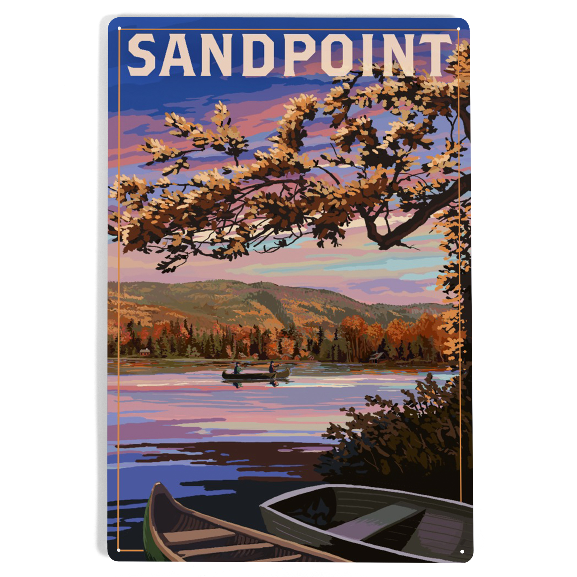 Sandpoint, Idaho, Lake Sunset Scene (12x18 Aluminum Art, Indoor Outdoor ...