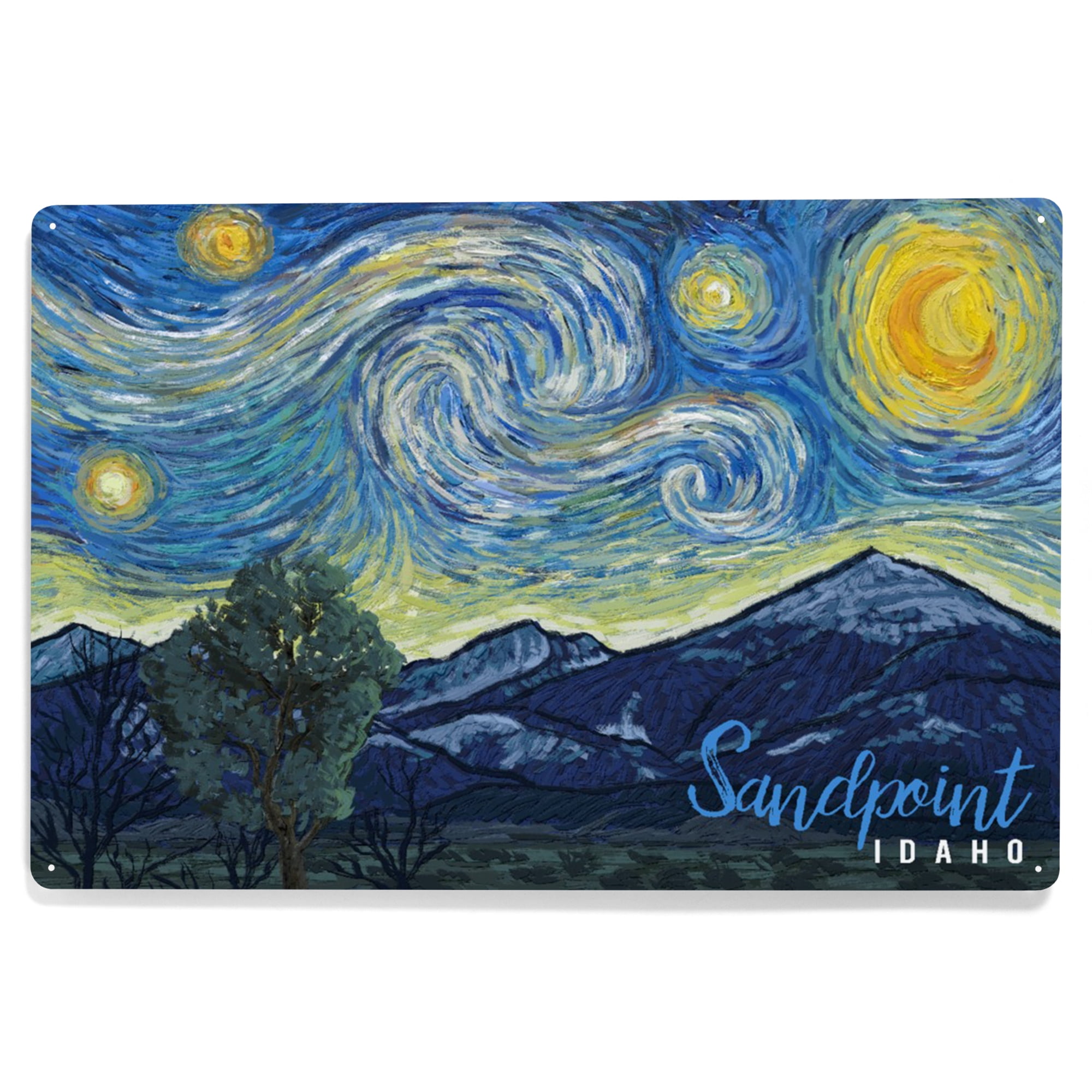 Sandpoint, Idaho, Starry Night (12x18 Aluminum Art, Indoor Outdoor ...