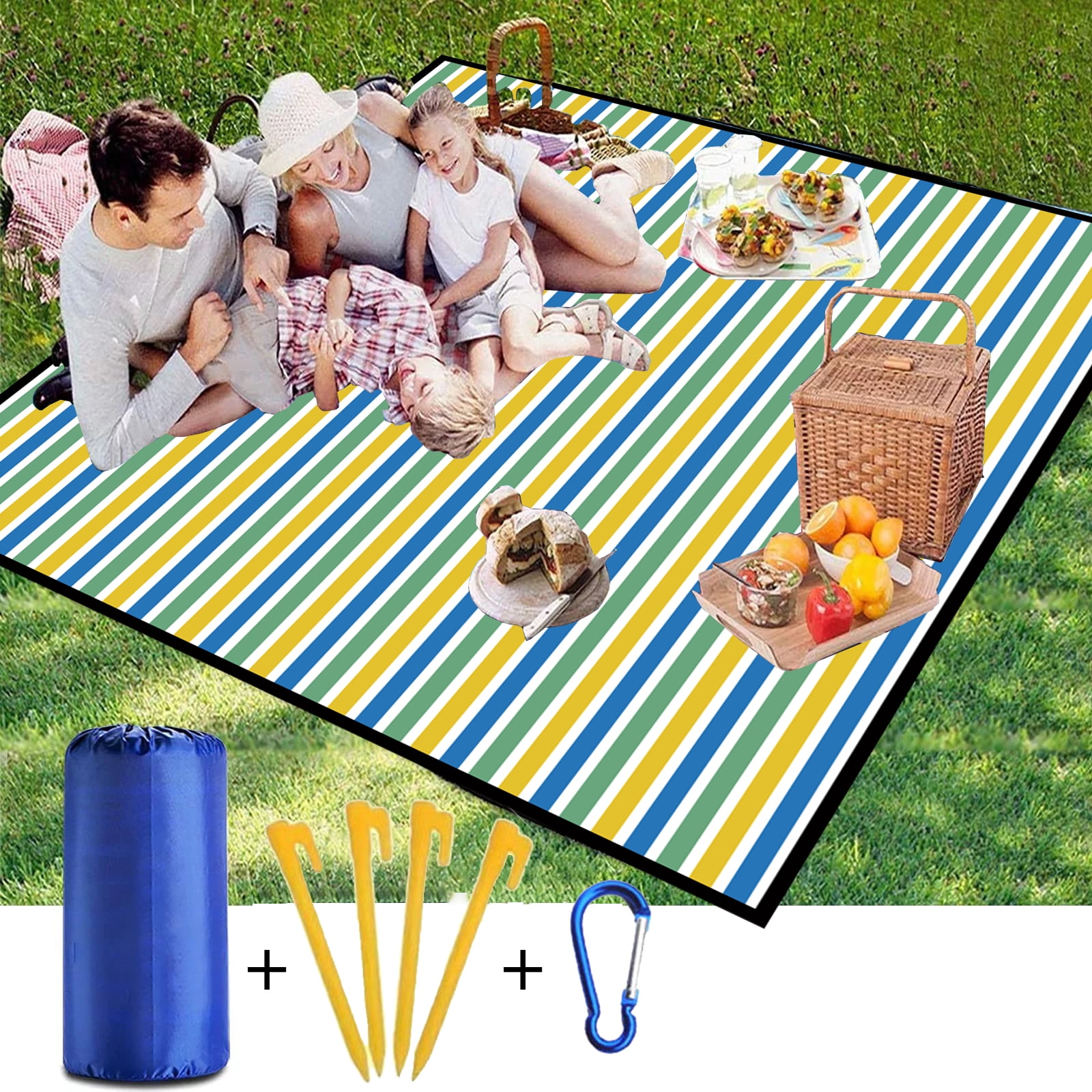 Wegitcs Large Waterproof Sandproof Beach Blanket Picnic Mat for 4-7 ...